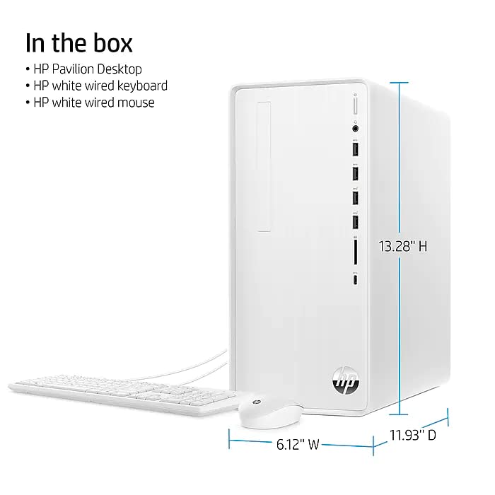 HP 2022 TP01 Pavilion Business Desktop Intel 12-Core i7-12700 64GB RAM 1TB PCIe SSD 2TB HDD NVIDIA GeForce RTX 3060 12GB GDDR6 HDMI DP DVI-D USB-C WiFi AX BT RJ-45 Windows 11 Pro w/RE USB