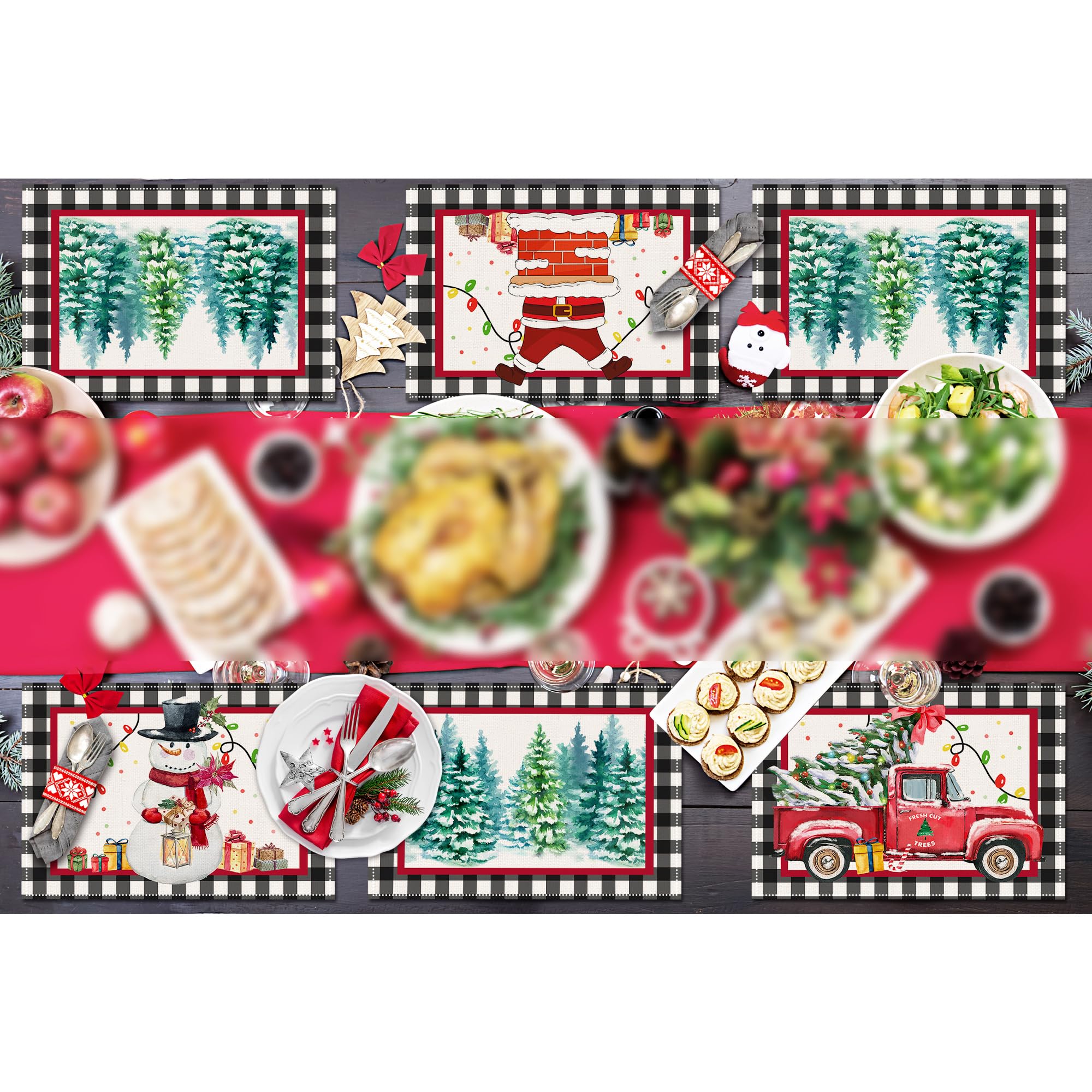 Halloween Placemats Set of 6-12x18 Inch Decorative Place Mats for Dining Table with Hocus Pocus
