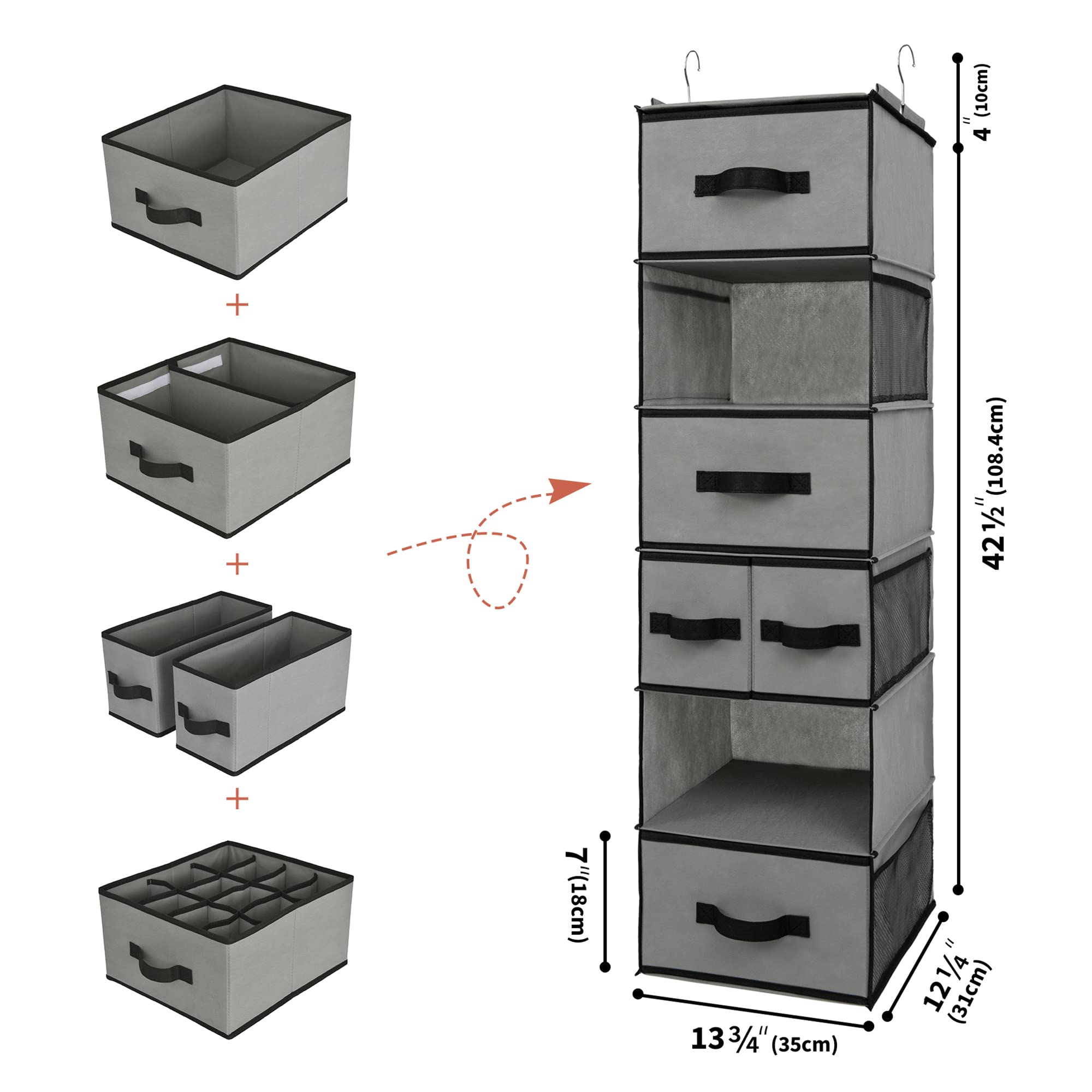 GRANNY SAYS Bundle of 2-Pack Clothing Storage Bins with Lids & 1-Pack Hanging Storage Shelves for Organizing