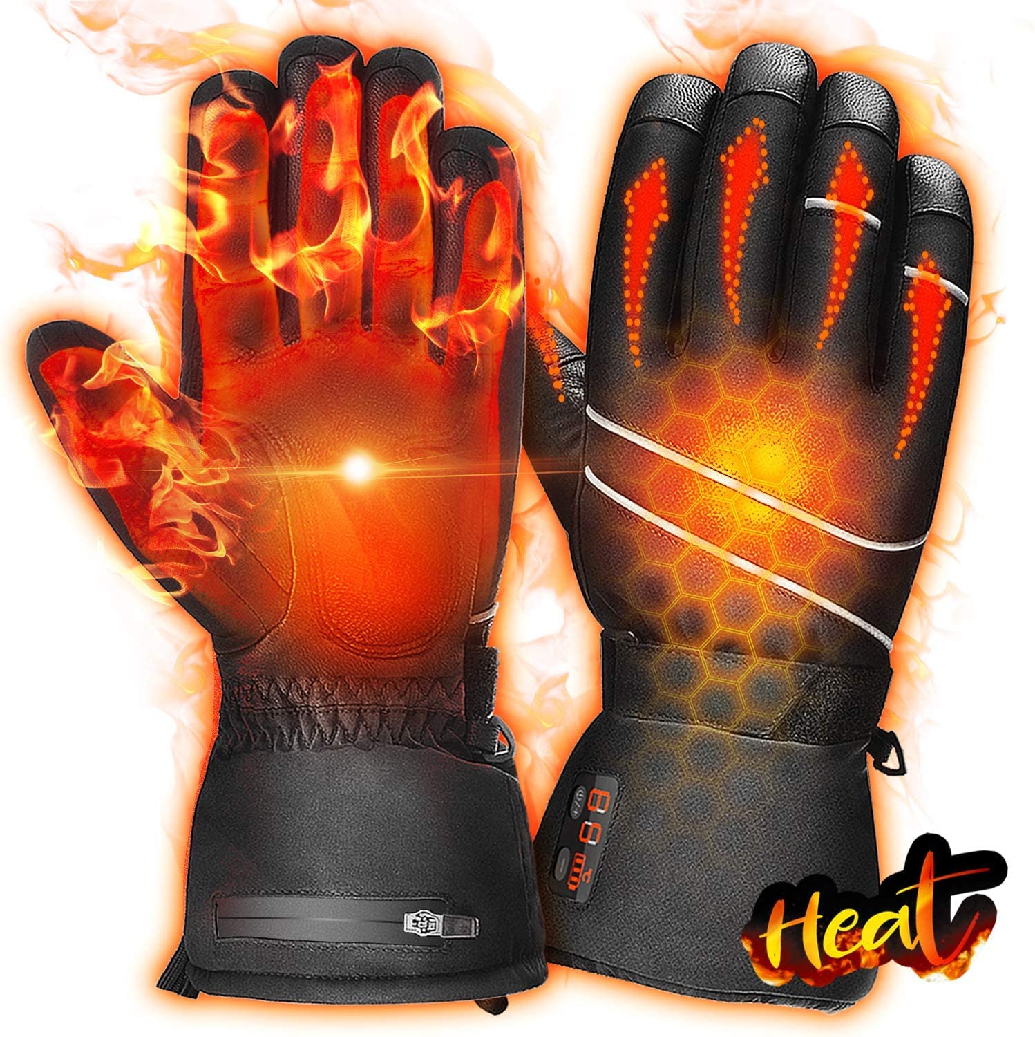 Heated Gloves for Men Women, Rechargeable Battery Electric Gloves, Touchscreen Heating Gloves for Skiing, Motorcycle, Hunting, Riding