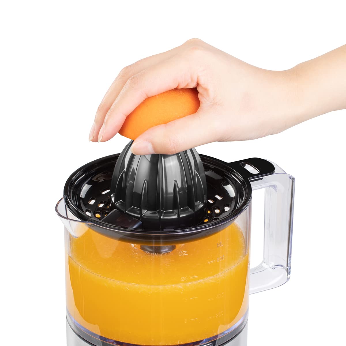 Holstein Housewares 27-oz Electric Citrus Juicer, Black/Stainless Steel - Ideal for Freshly Squeezed Orange, Lemon, Grapefruit Juices for Breakfast or Drinks