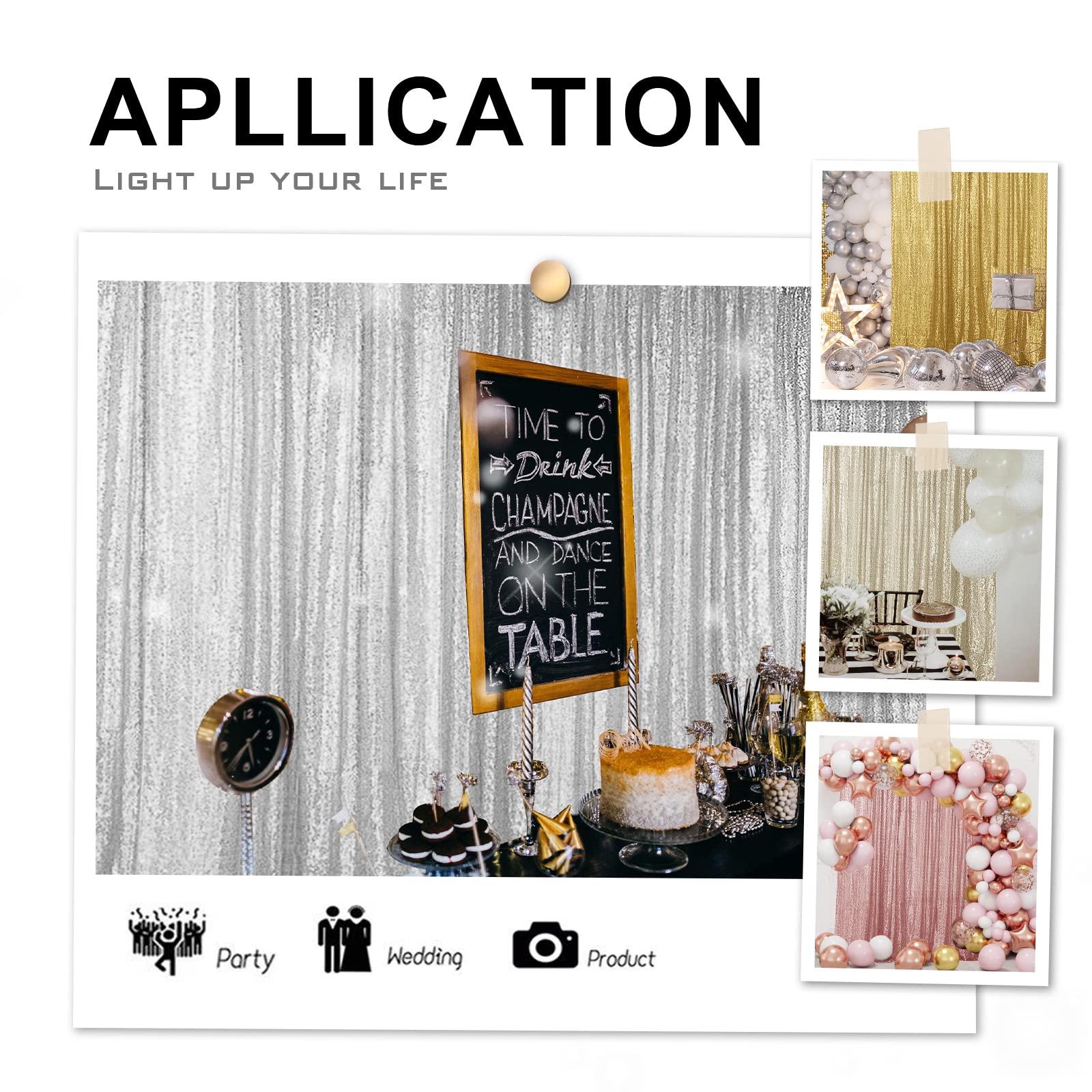 Hahuho Rose Gold Sequin Backdrop Curtain, 4PCS 2FTx8FT Glitter Backdrop Curtain for Parties, Christmas, Wedding, Party Decoration(4 Panels, 2FT x 8FT, Rose Gold