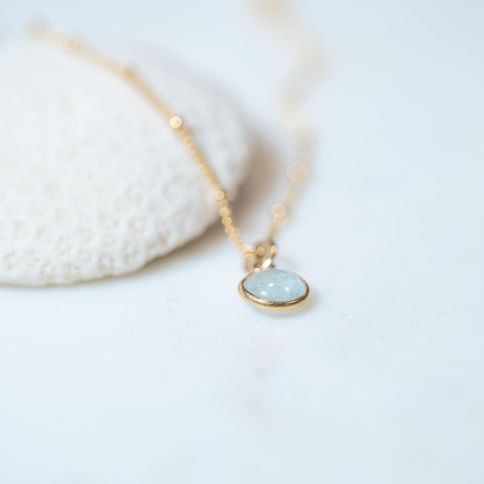 Inspire Blue Natural Aquamarine Gemstone Necklace - Suspended on a Satellite Chain