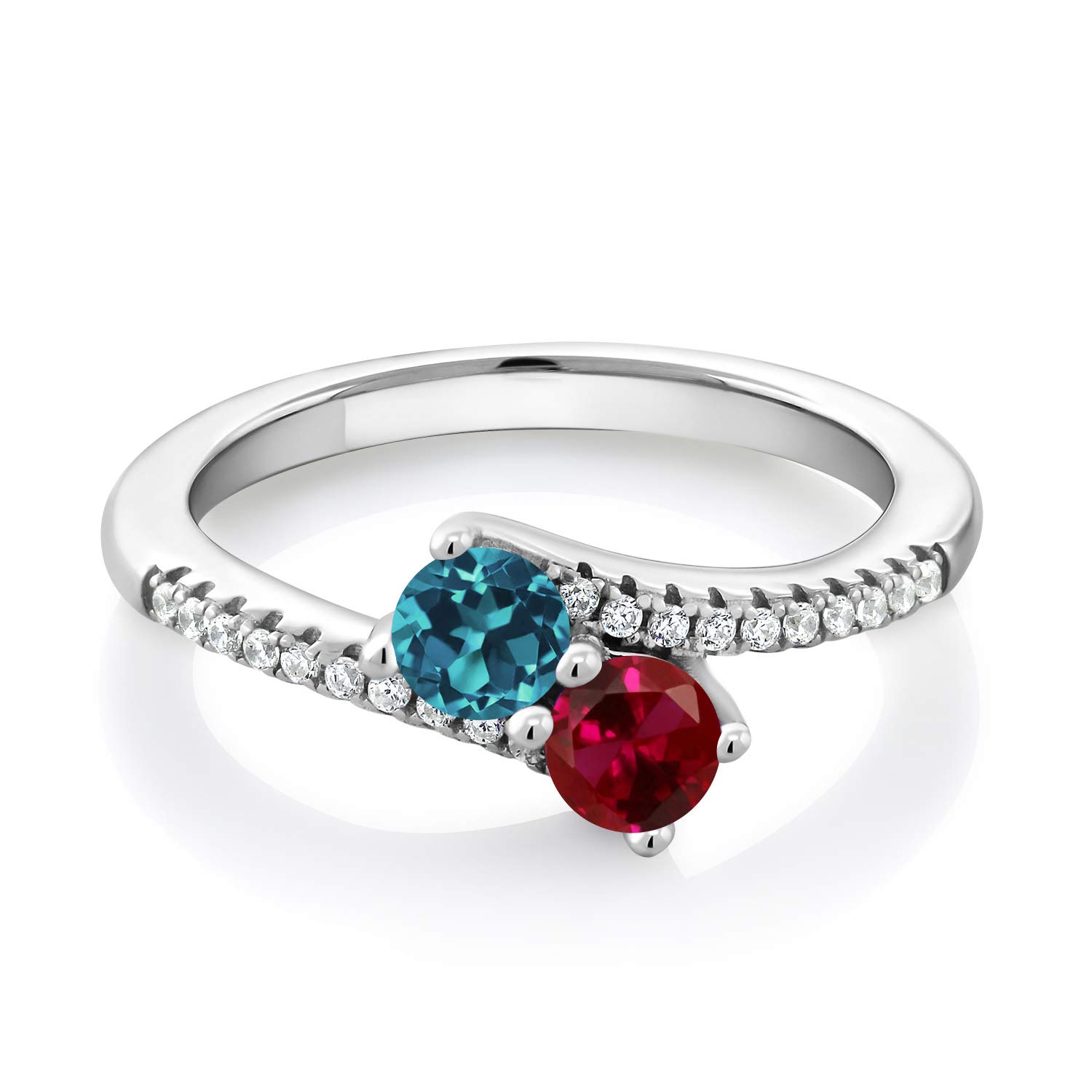 Gem Stone King 925 Sterling Silver Customized and Personalized Promise Love Bypass Birthstone Fashion Mothers Ring For Women (Size 8)