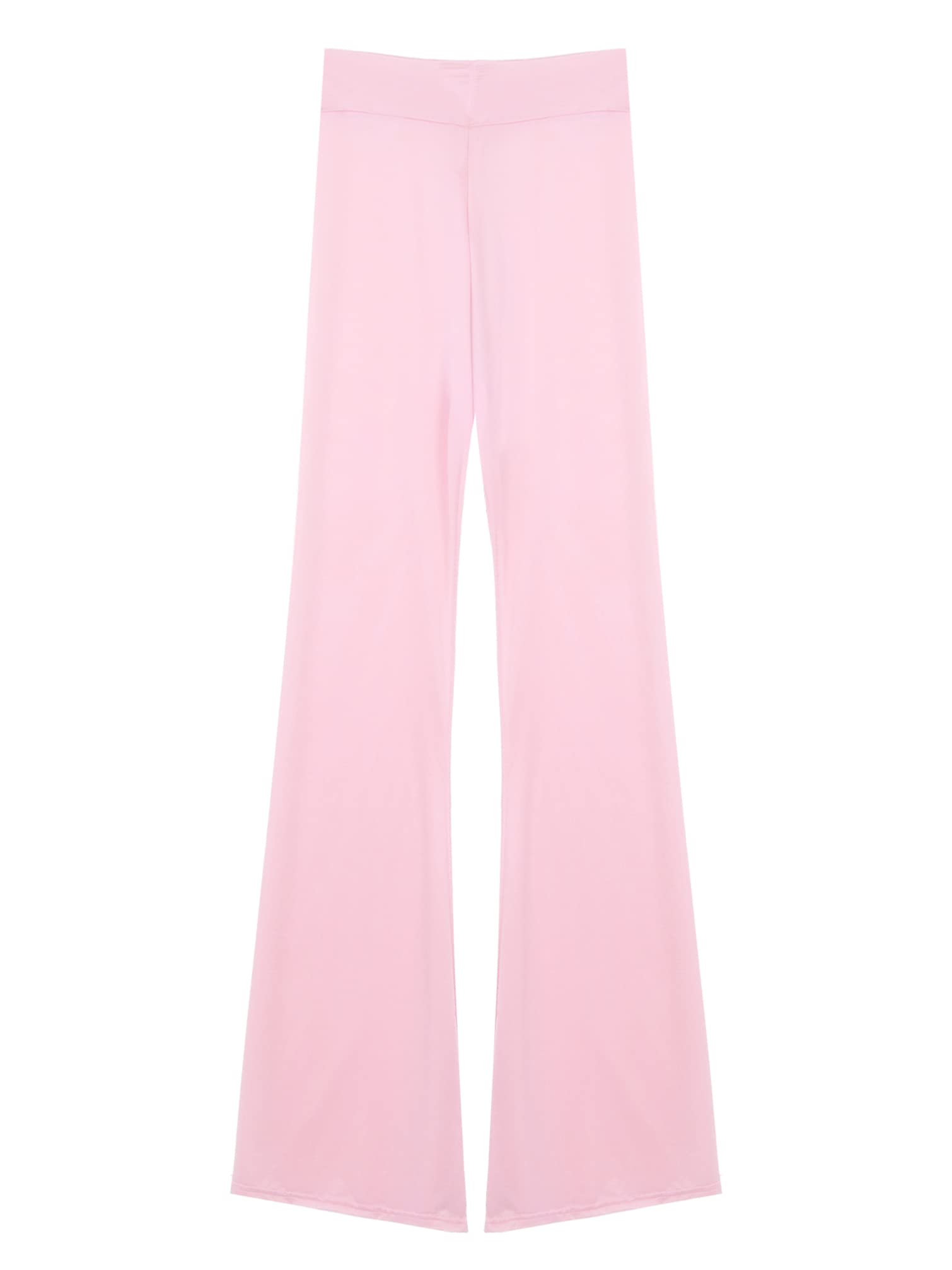 Jhaoyu Women Semi See-Through Zipper Crotch Flare Yoga Pants High Waisted Bootcut Wide Leg Workout Leggings Pink One Size