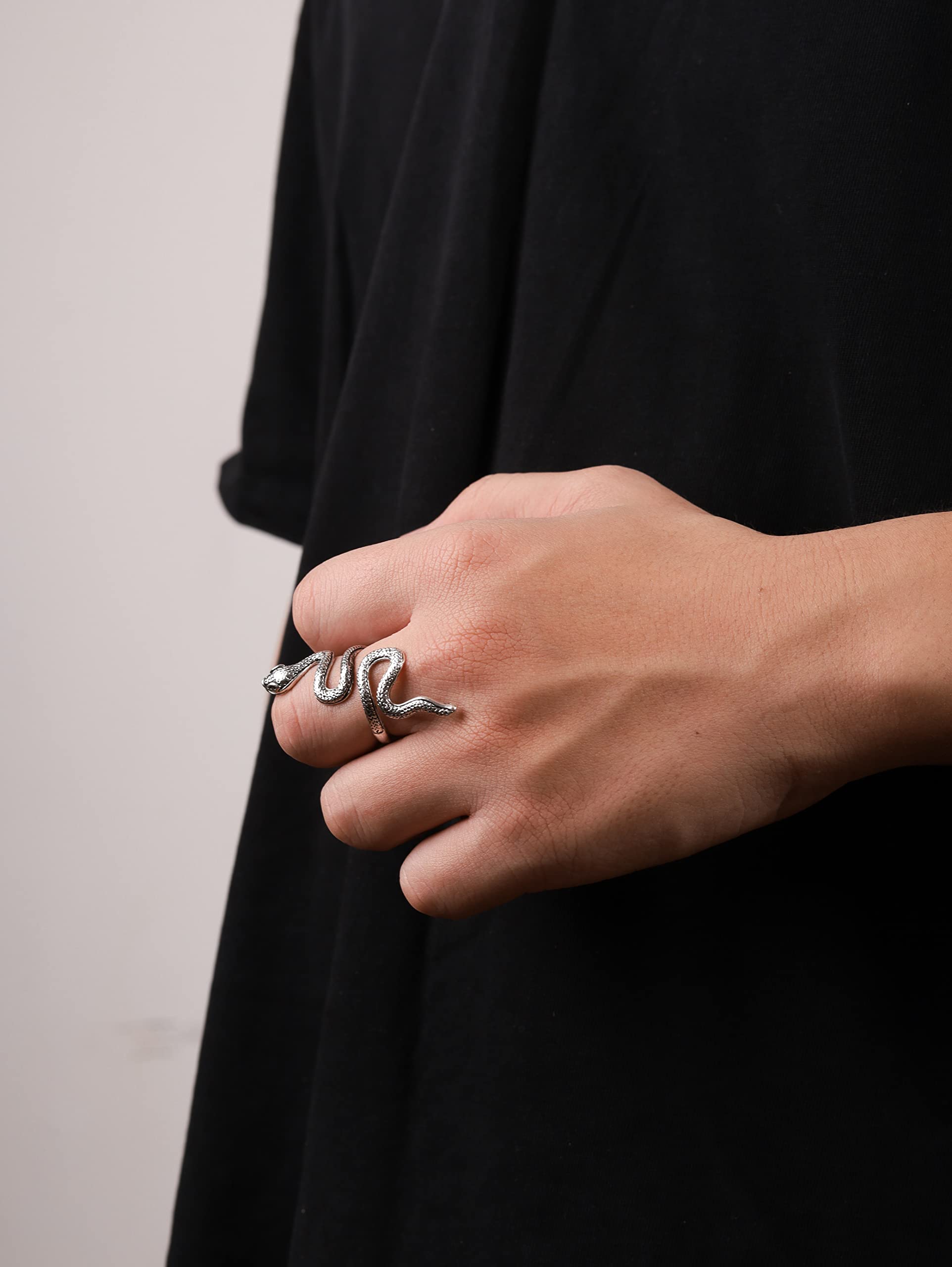 HAQUIL Vintage Snake Witchy Adjustable Ring, Snake Adjustable Serpentine Statement Ring, Dainty Wrap Serpent Snake Ring, Band Punk Jewelry