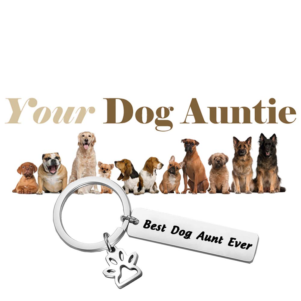 FUTOP Auntie Gift Best Dog Aunt Ever Keychain Gift for Special Aunt Sister Gift (DOG-aunt keychain)