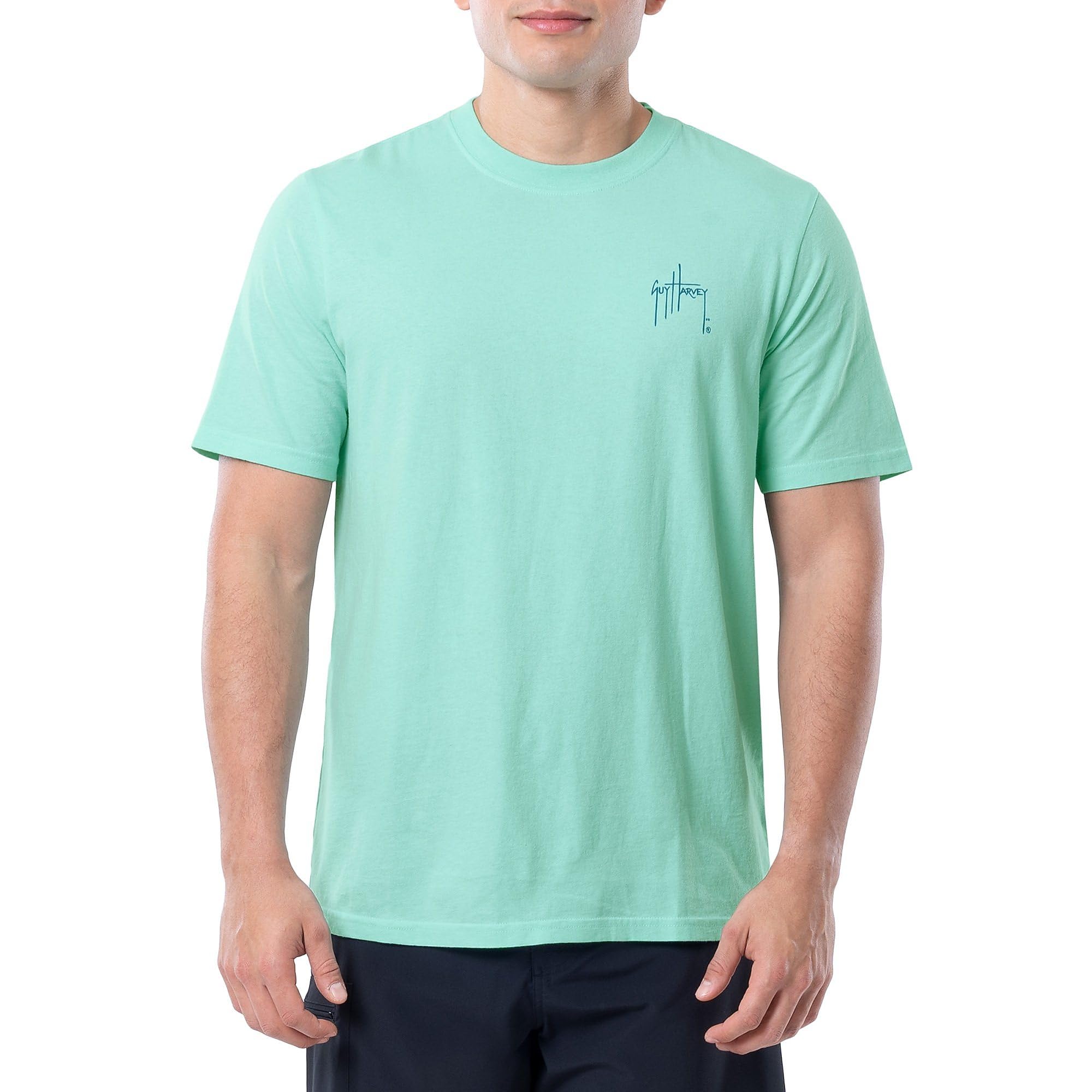 Guy Harvey Men's Short Sleeve T-Shirt, Beach Glass/Diamond Cut, X-Large