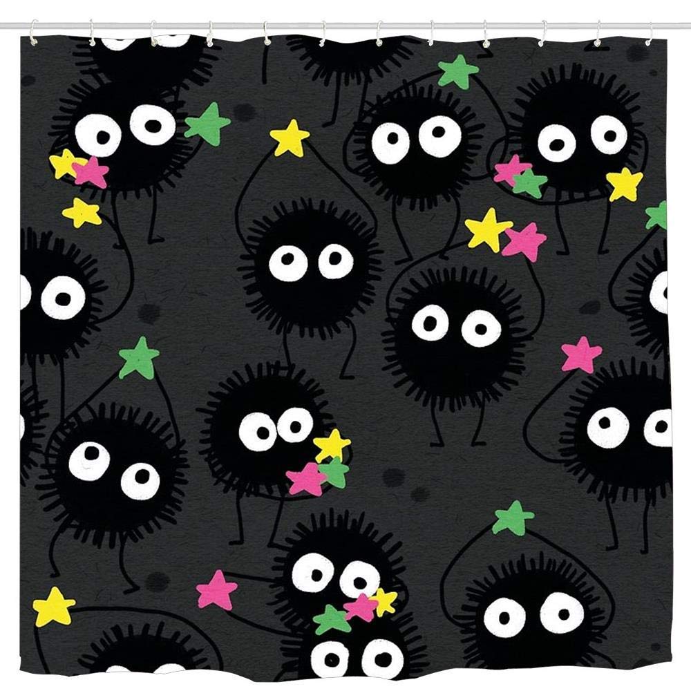 GOOESING Shower Curtain,Ghibli Pattern Design Curtain Polyester Waterproof Fabric with 12 Hooks,72 X 72 Inches