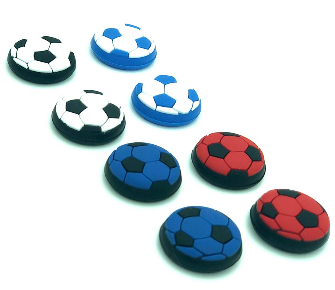 Gebaisi Four Colors Silicone Thumb Stick Caps Grip Gamepad Analog Joystick for Playstation PS5 Controller(8 Pieces Football)