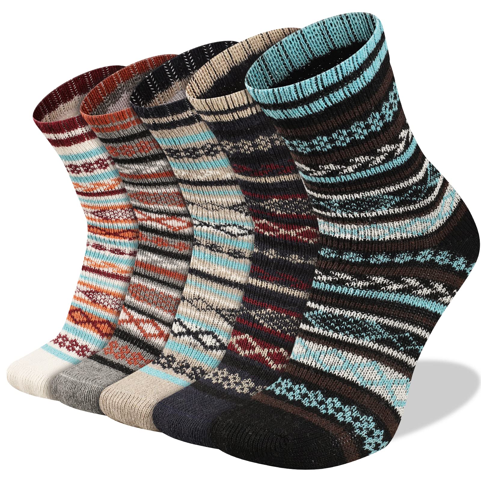 Heatuff Men's Winter Wool Socks Warm Soft Full Cushion Crew Socks (5 Pairs)