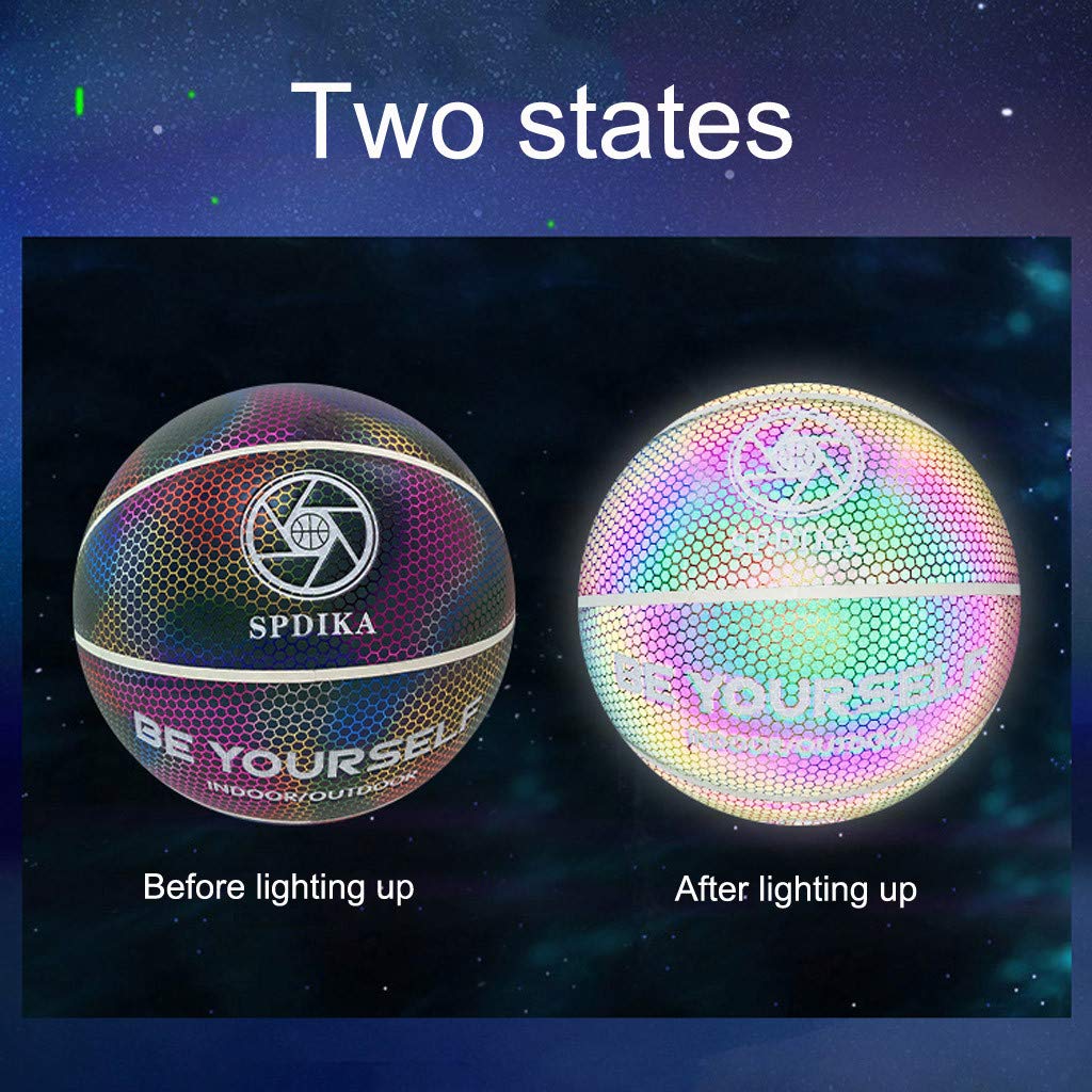 GraPefruiT Battery-Free Glowing Baketball, Size 7 Luminous Reflective Basketball, Light Up Basketball, Can Glow in The Dark, Great Gift for Sport Lover