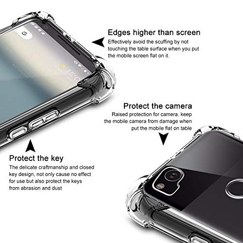 Google Pixel 2 Shock Proof Case with 4 Reinforced Corner Cushions Soft TPU Silicone Shock Absorption Bumper Pixel2 Clear Cover (Clear)