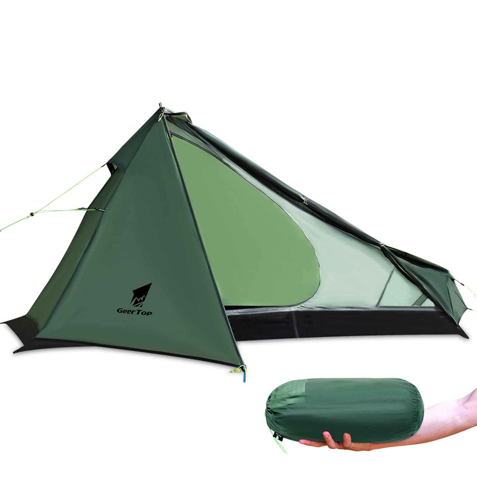 GEERTOP 1 Man Tent for Backpacking Ultralight 3 Season Single Person Poleless Tent for Camping Hiking Backpacking - Easy to Set Up