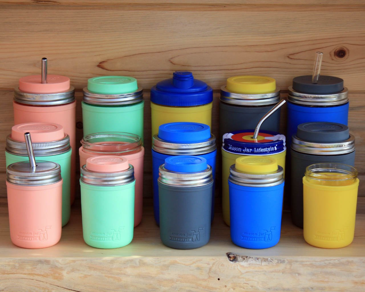 Wide Mouth Pint 16oz Silicone Sleeves/Jackets for Protecting Ball, Kerr, Canning Jars by Mason Jar Lifestyle (Frost, 2 Pack)