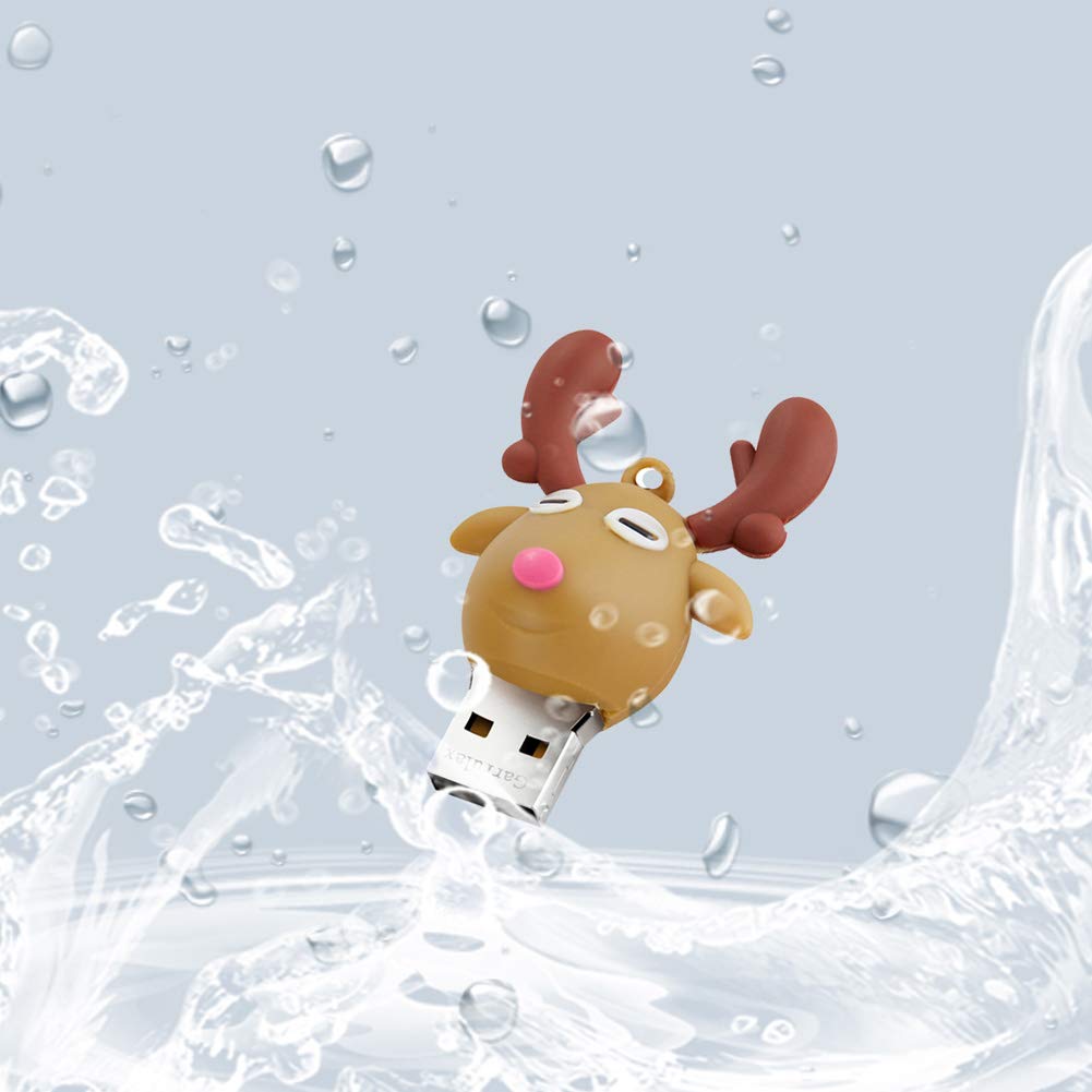 GARRULAX USB Flash Drive, 8GB/16GB/32GB USB 2.0 Memory Stick Data Storage Pendrive Creative Stocking Filler (32GB, Christmas Deer)