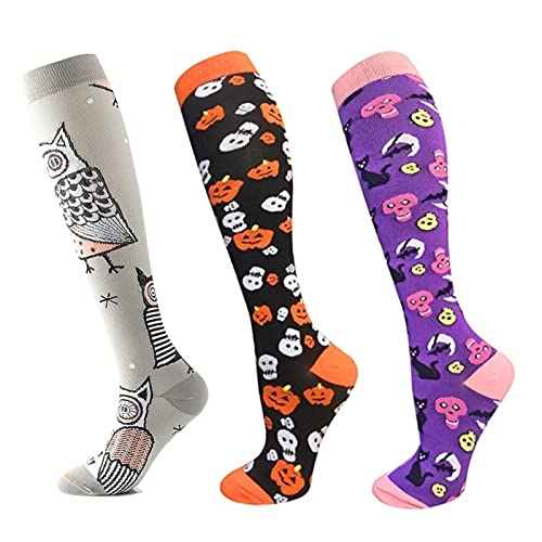 Halloween Compression Socks for Women, Medical Compression Support Socks 20-30 mmHg-Best Calf Socks (Halloween A,L/XL)