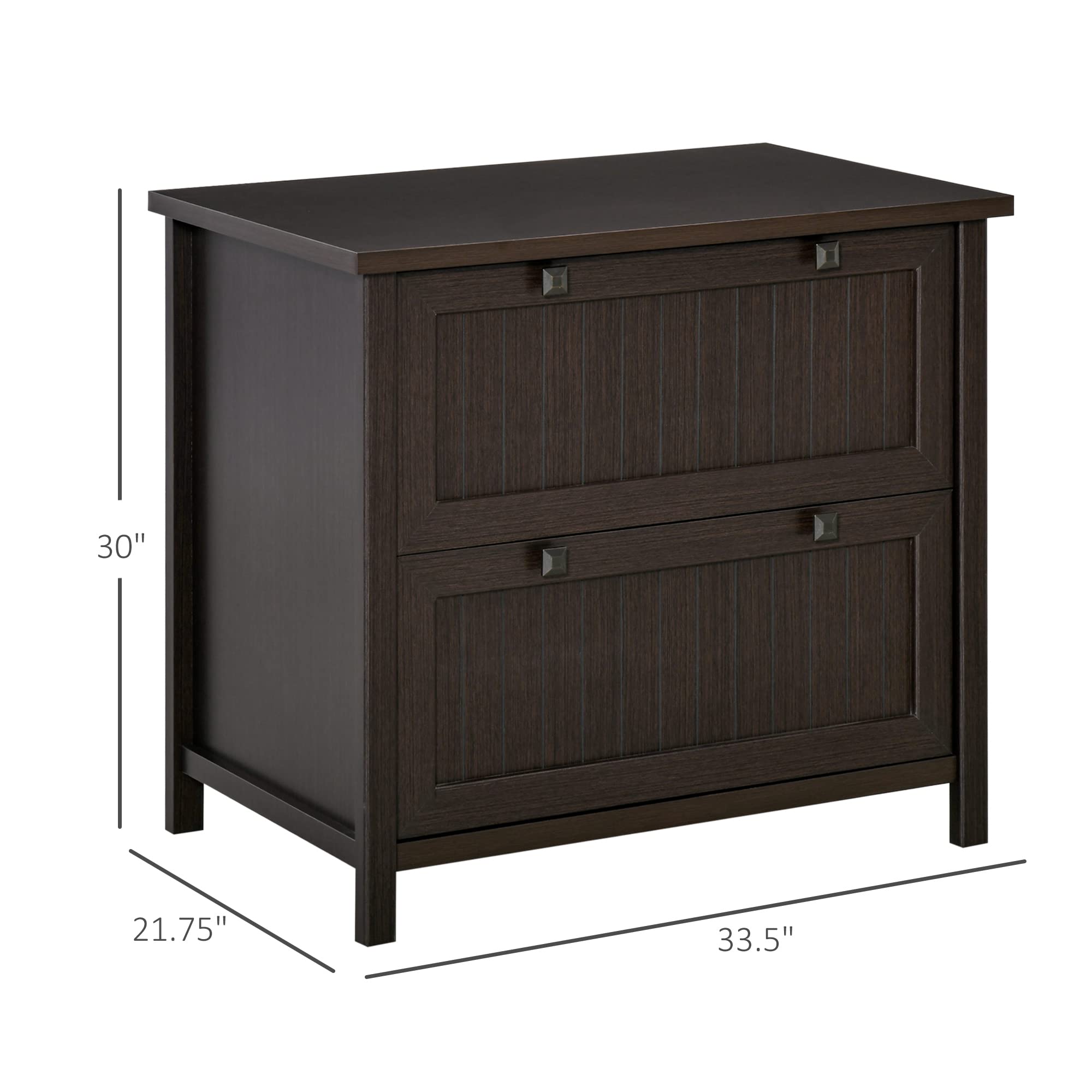 HOMCOM Retro Style 2-Drawer Lateral File Cabinet Chest with Hanging Bars, Wooden Documents Storage for Letter/Legal Size, Brown