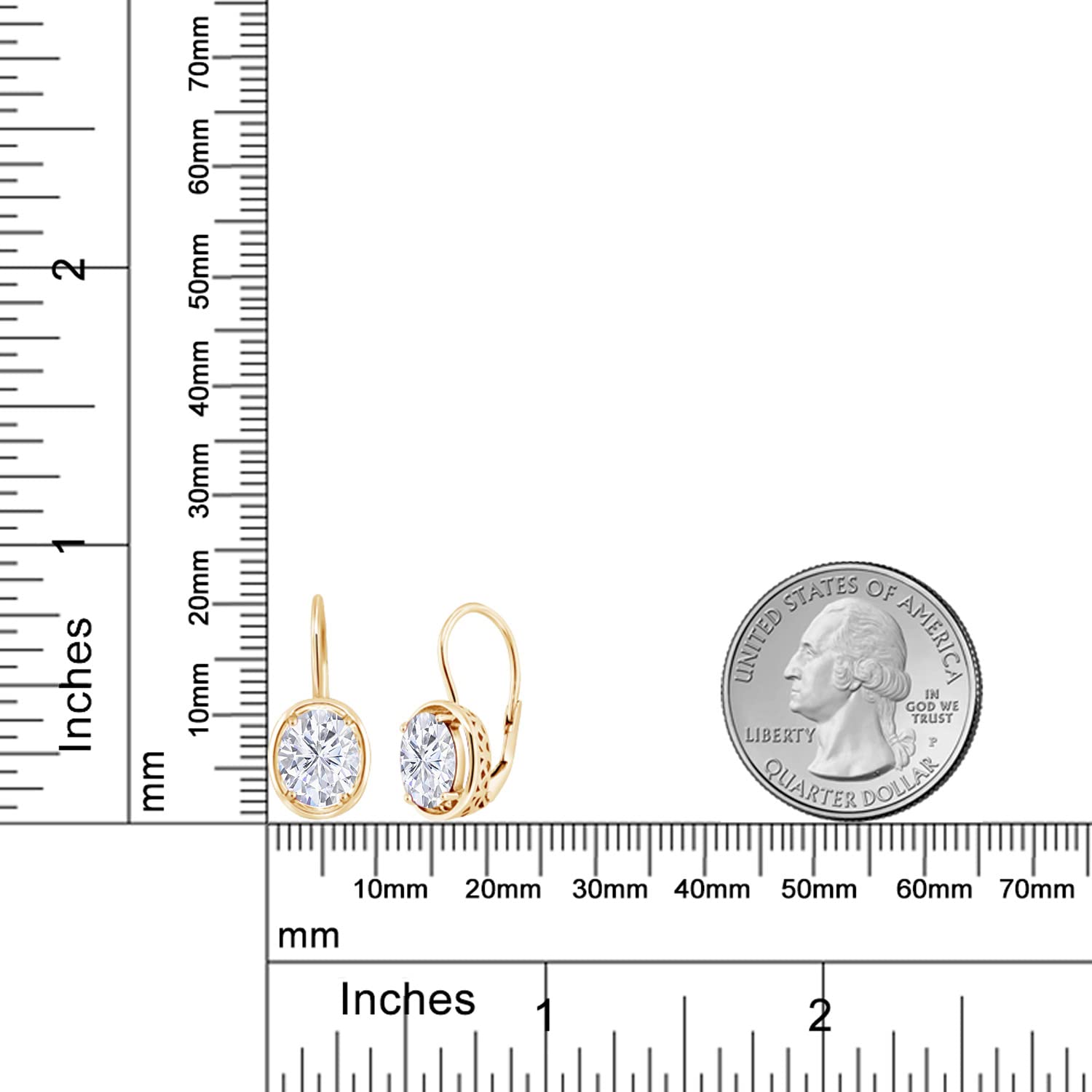Gem Stone King 18K Yellow Gold Plated Silver White Moissanite Dangle Earrings For Women (4.20 Cttw, Oval 9X7MM)