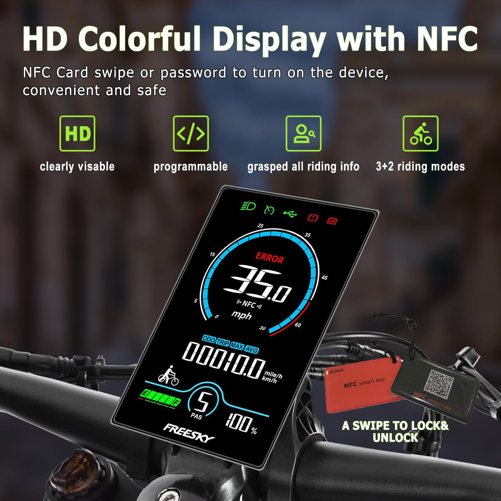 FREESKY 2024 Upgraded Electric Bike 𝟏𝟖𝟎𝟎𝐖, 48V 25Ah Battery Ebike for Adults, 26" Fat Tire Electric Bicycle 35MPH Full Suspension Mountain Beach E Bike, Up to 105 Miles Range