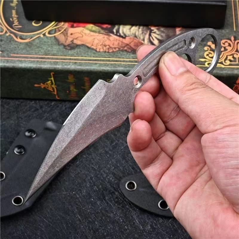 Gtkii Gtk149 Fixed Blade Knife, EDC Tool Knife for Outdoor Camping Hunting Fishing with Kydex Sheath(Silver)
