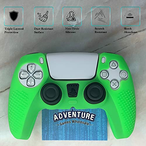Green - Silicone Controller Skin Grip Anti-Slip Cover Protector Case - Compatible with PS5 DualSense Controller