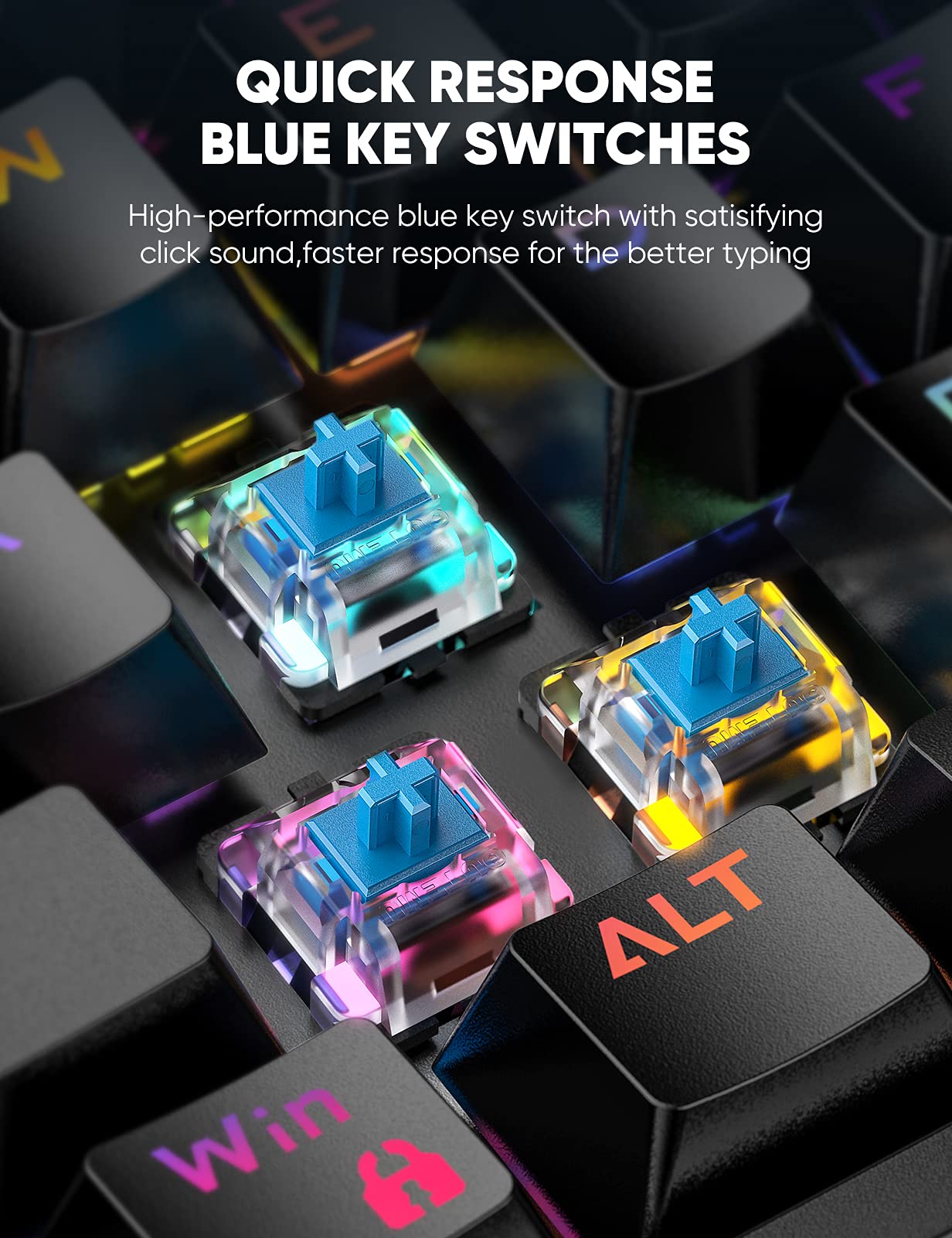 hiwings TKL Mechanical Keyboard, Compact Gaming Keyboard RGB Rainbow Backlit 80% 87 Keys Wired Keyboard with Blue Switches for Windows, Mac with Type C Adapter (Extra OTG) (Black)