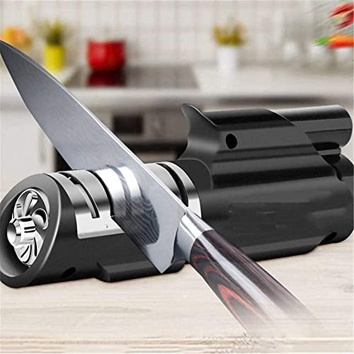 HAOSIZHEYU Kitchen Knife Sharpener- Combines Electric and Manual Sharpening for Straight and Serrated 20-Degree Knives Uses Diamond Abrasives for Sharp Durable Edges, 4-Stage,