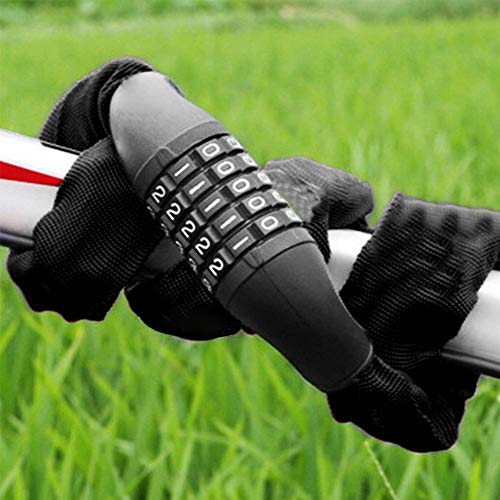 Haowecib Steel Chain Lock, Security Bike Lock High Sensitivity Universal 5-Digit for Bicycles for Motorcycles(Black)