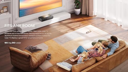 Hisense 100L5H Laser TV Ultra Short Throw Projector with 100" ALR High Gain Screen, 4K UHD, 2700 ANSI Lumens, Dolby Vision & Atmos, HDR10, Google TV, Netflix