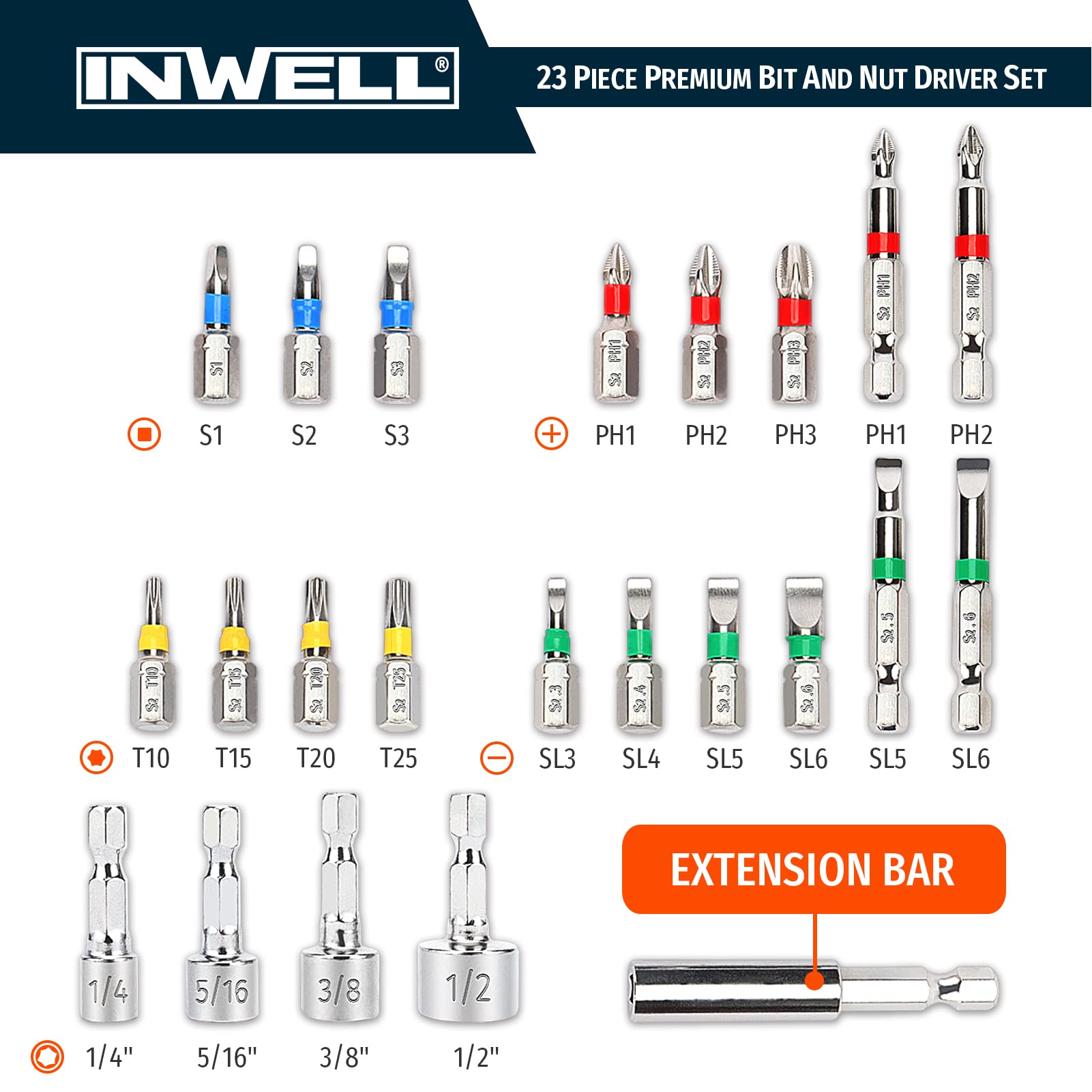 Inwell 41 Piece 1/4 Inch Drive Mini Ratchet Wrench Set,Mini Socket Set,Screwdriver Bit Set with Phillips,Slotted,Hex,Trox,Tamper Proof Torx,Adapter,For Tight Spaces