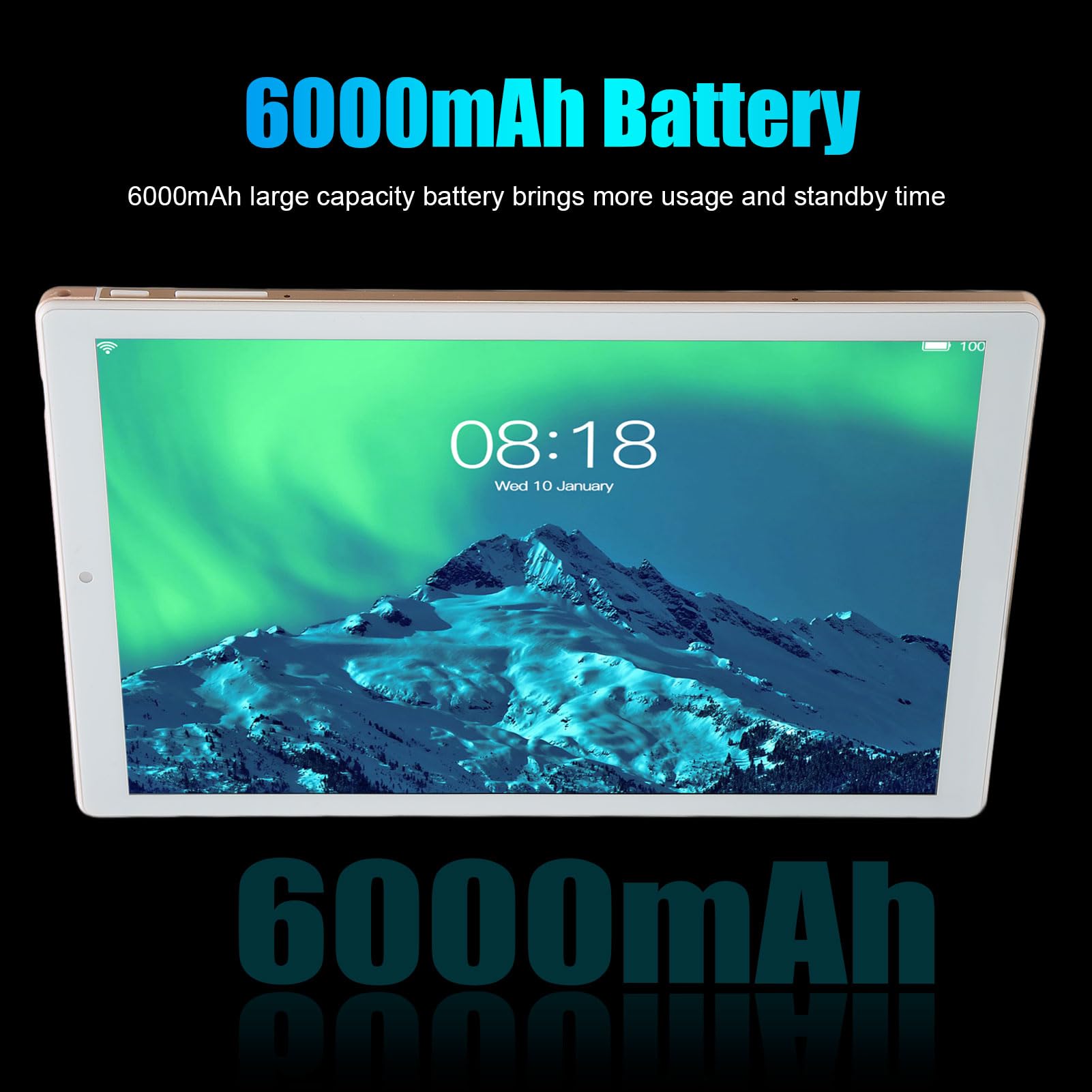 Gugxiom Android Tablet, 10.1 Inch FHD Screen, Octa Core Processor, 6GB RAM, 128GB ROM, 5MP+8MP Camera, 6000mAh, Support 4G Call (Gold)