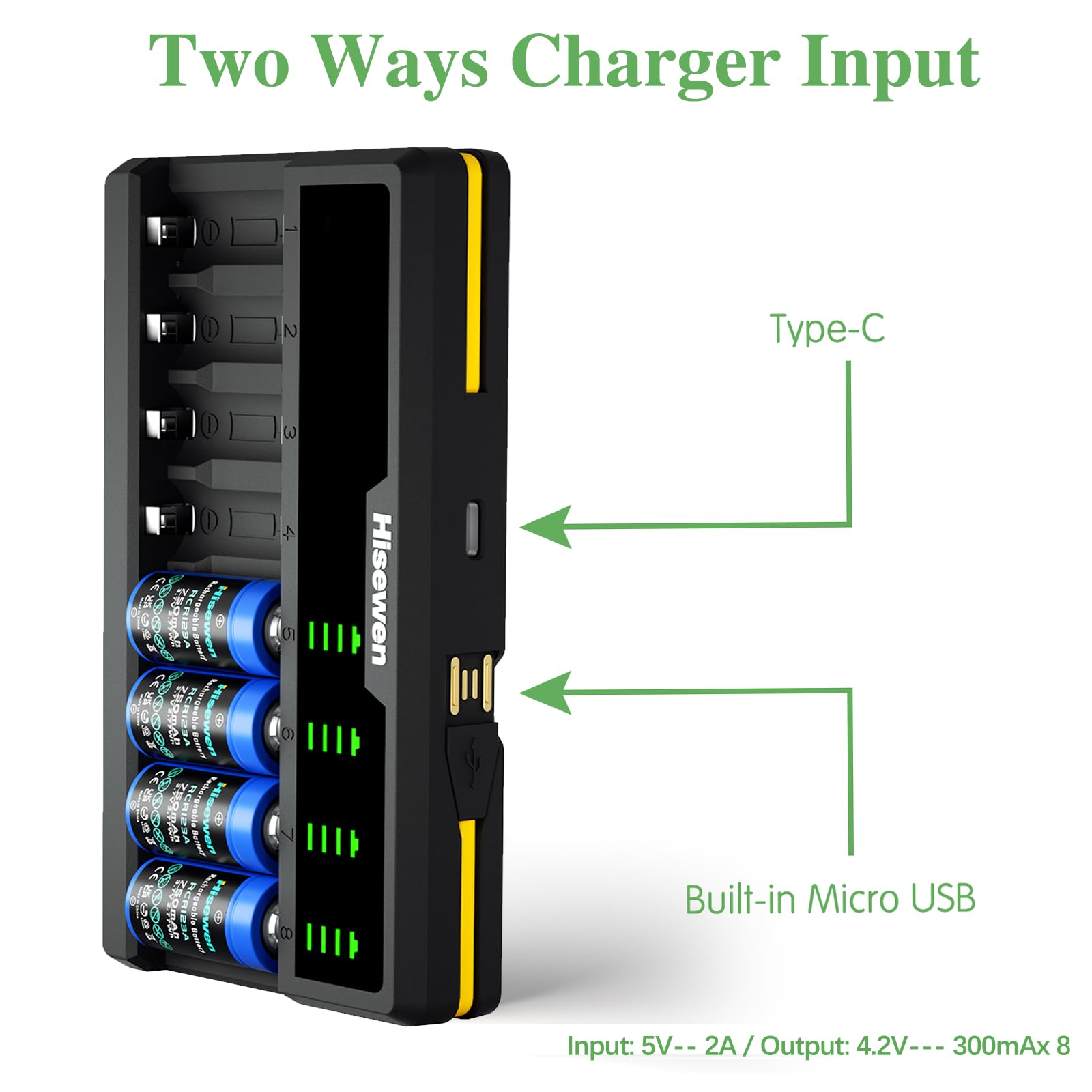 Hisewen 8 Pack CR123A Lithium Batteries, 3.7V 750mAh 123a Rechargeable Batteries with Charger for Arlo Camera VMC3030 VMK3200 VMS3230/3330/3430/3530 & Flashlights & Headlamp