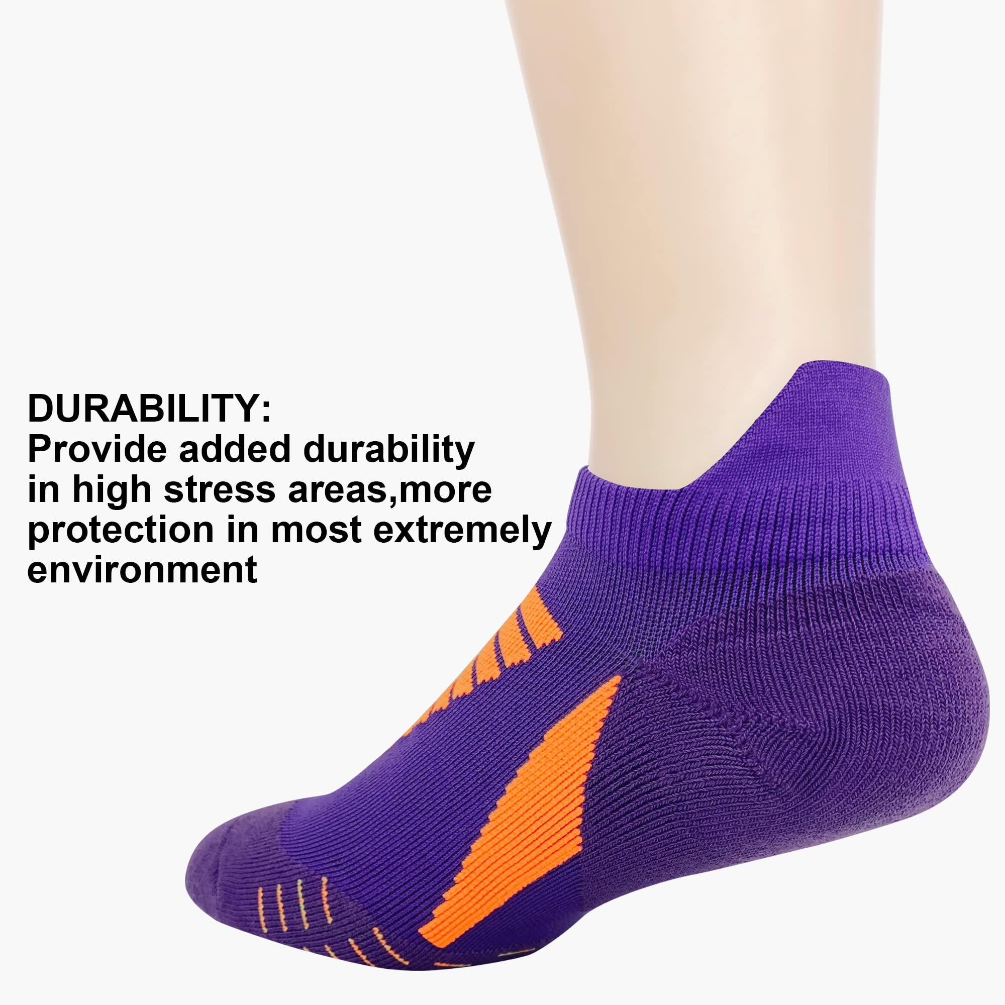 HaloYIYI Men's Low Cut Athletic Socks Durable Ankle Cushioned Breathable Sport Socks 6 Pair Pack (as1, numeric, numeric_6, numeric_11, regular, regular, 6 Purple-Y, Shoe Size 6-11)