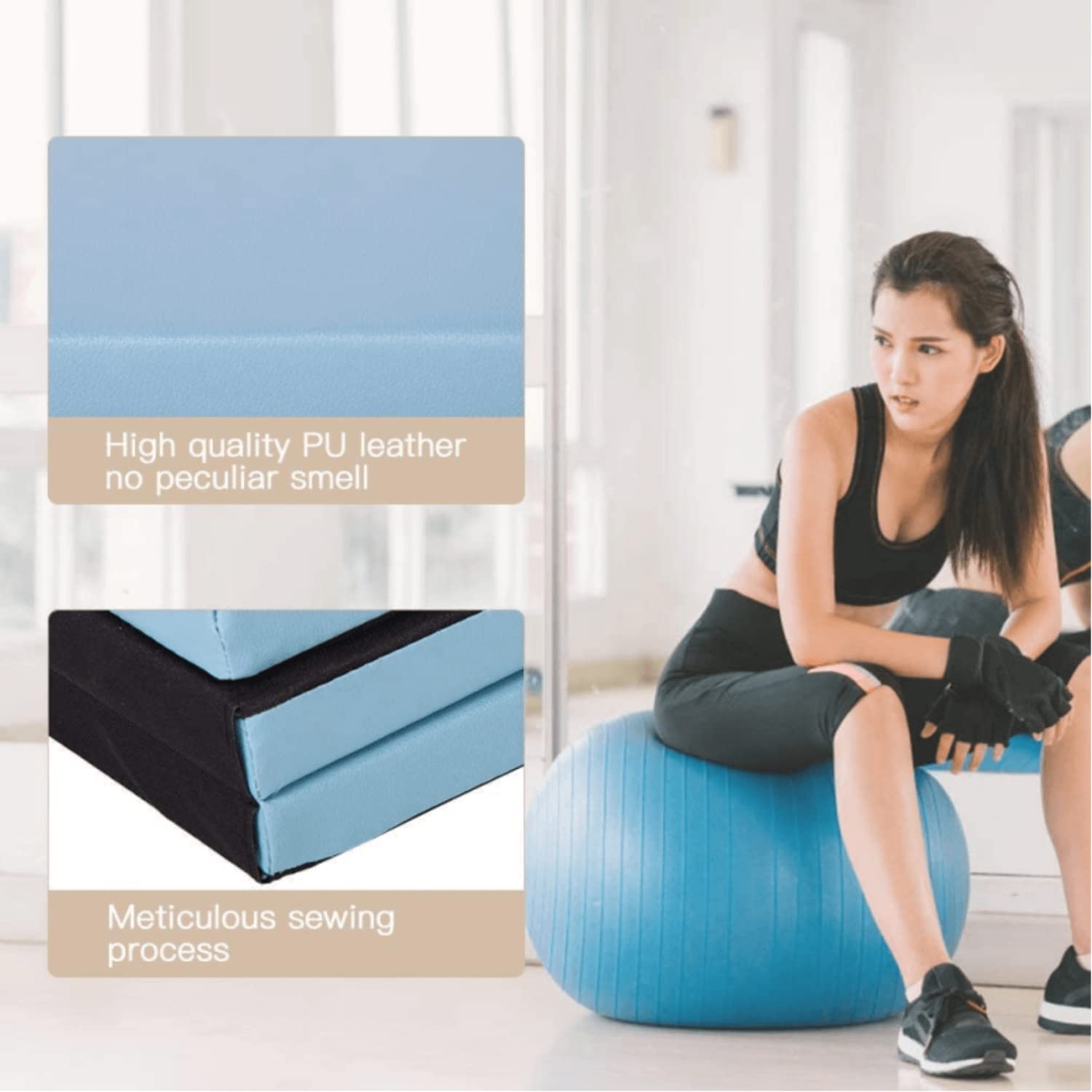 Gymnastics Mat Exercise Mats Workout Mat with Carrying Handle, Anti-Tear Lightweight Exercise Mat Folding Extra Thick Tumbling Mats Indoor/Outdoor Gymnastics Equipment for Kids Adults, Blue