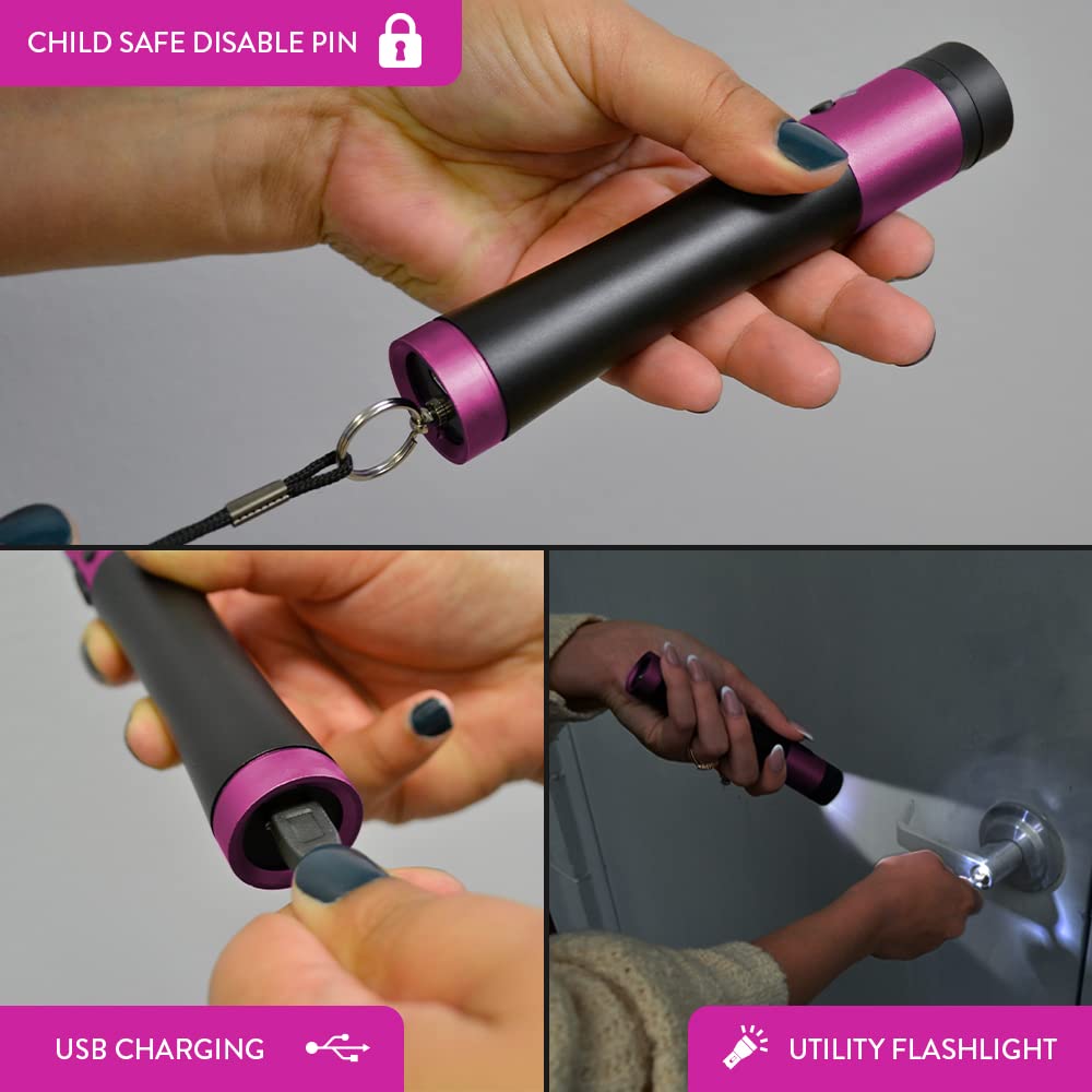 Guard Dog T-10000 Stun Gun Flashlight, Rechargeable with Safety Pin, Car Charger Included, Wrist Strap