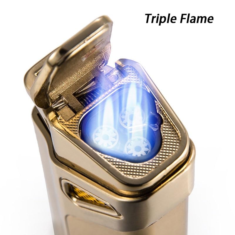 Gas Lighter Two-Piece Set, Windproof Flame, Reusable, Triple Flame, Easy to Carry, Suitable for Boyfriend Girlfriend Father, Daily Use (Color : C3)