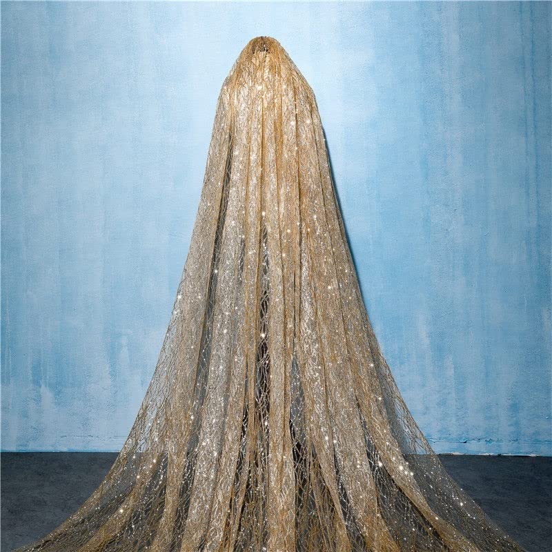 HOUKAI JIAMEI 3Meters Wedding Bridal Veil Long Bride Luxurious Cathedral Train Shiny Bling Sequins Accessories