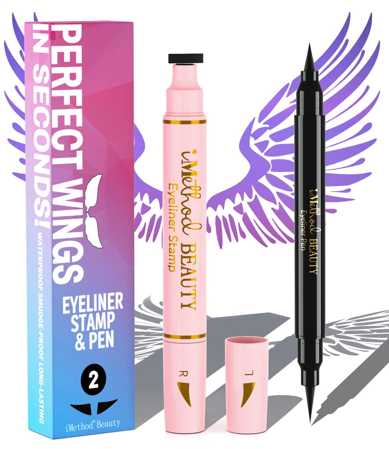 iMethod Eyeliner Stamp 2 Pens Winged Eyeliner Stamp, Perfect Wing Cat Eye Stamp, Long Lasting Liquid Eye Liner…