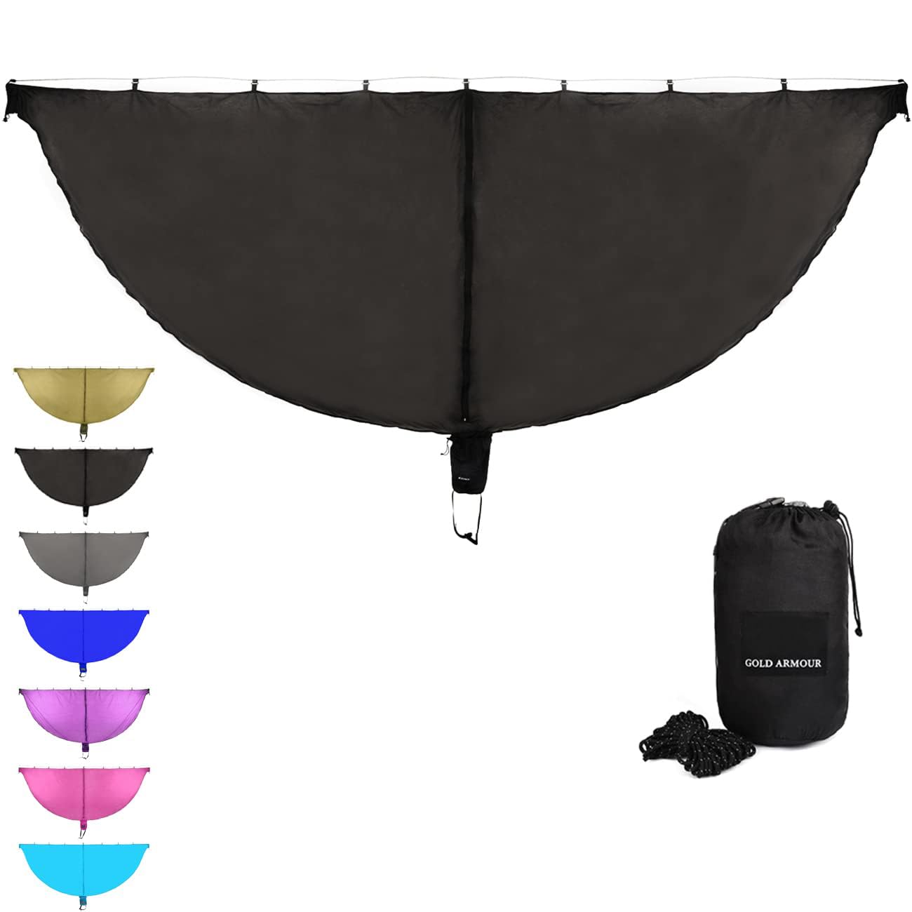Gold Armour Hammock Bug Net, Mosquito Net Bugs - Premium Mesh Netting, Guardian of No See Um and Insects - Perfect Equipment Gear Accessories for Your Double Hammocks and Single Hammock (Gray)