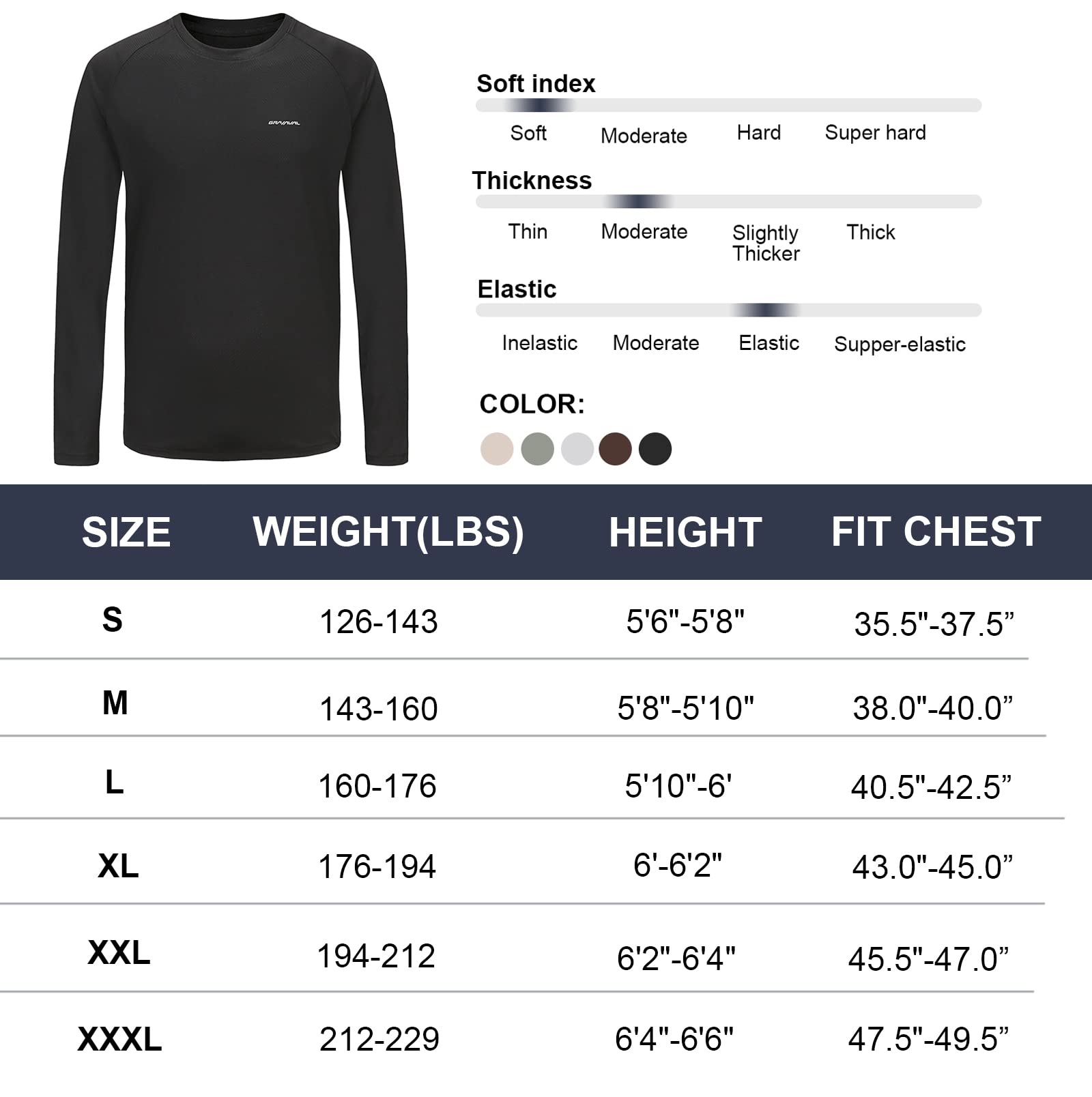 GRAMVAL Running Shirts for Men Crew Neck Raglan Long Sleeve Quick Dry Gym Athletic Active T Shirt Moisture Wicking Grey XL