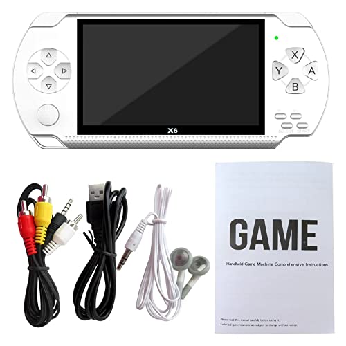 Gxcdizx White Handheld Game Console 4.3 inch Retro Handheld Games Consoles Built-in 10000 Classic Games Rechargeable Battery Portable Style Hand Held Game System