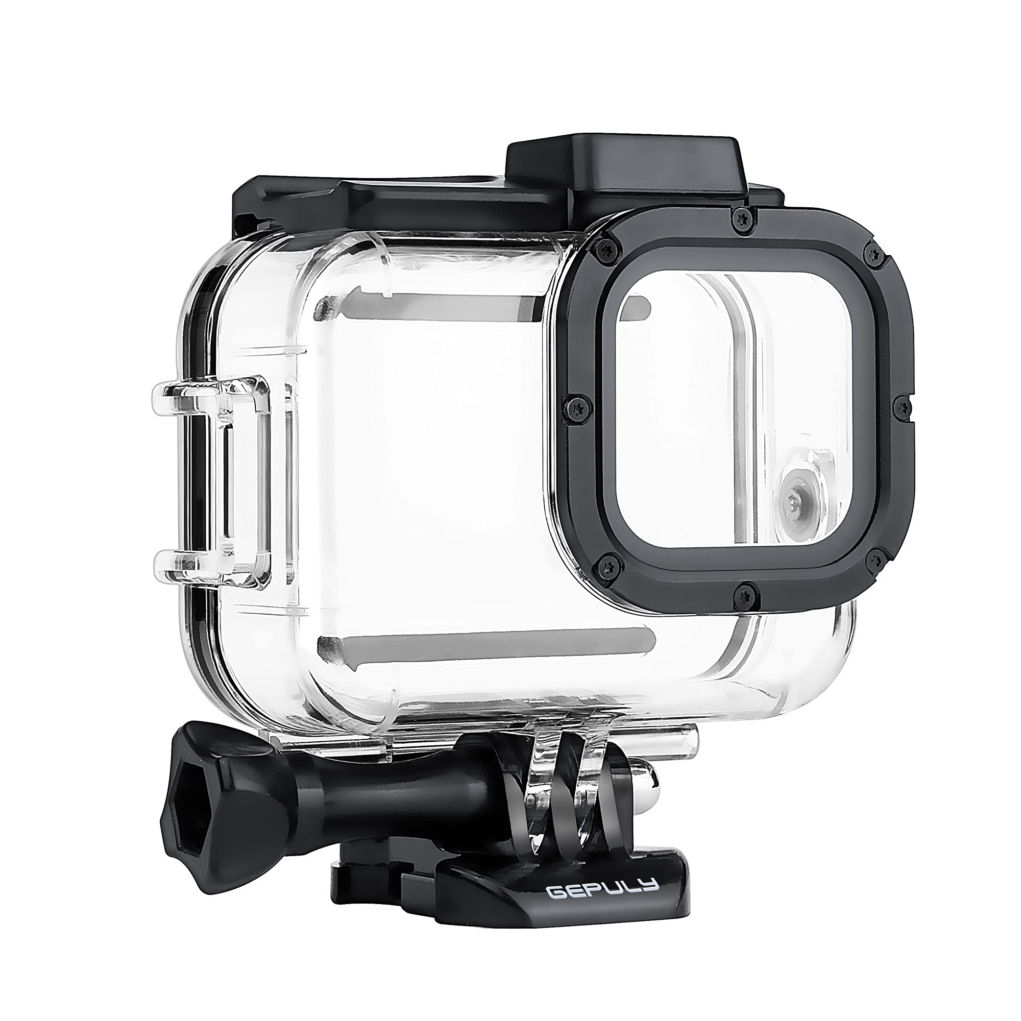GEPULY Waterproof Housing Case for GoPro Hero 8 Black, 60m Underwater Diving Protective Housing Shell with 2 Cold Shoe Adapter and Bracket Accessories for GoPro Hero 8 Black Camera