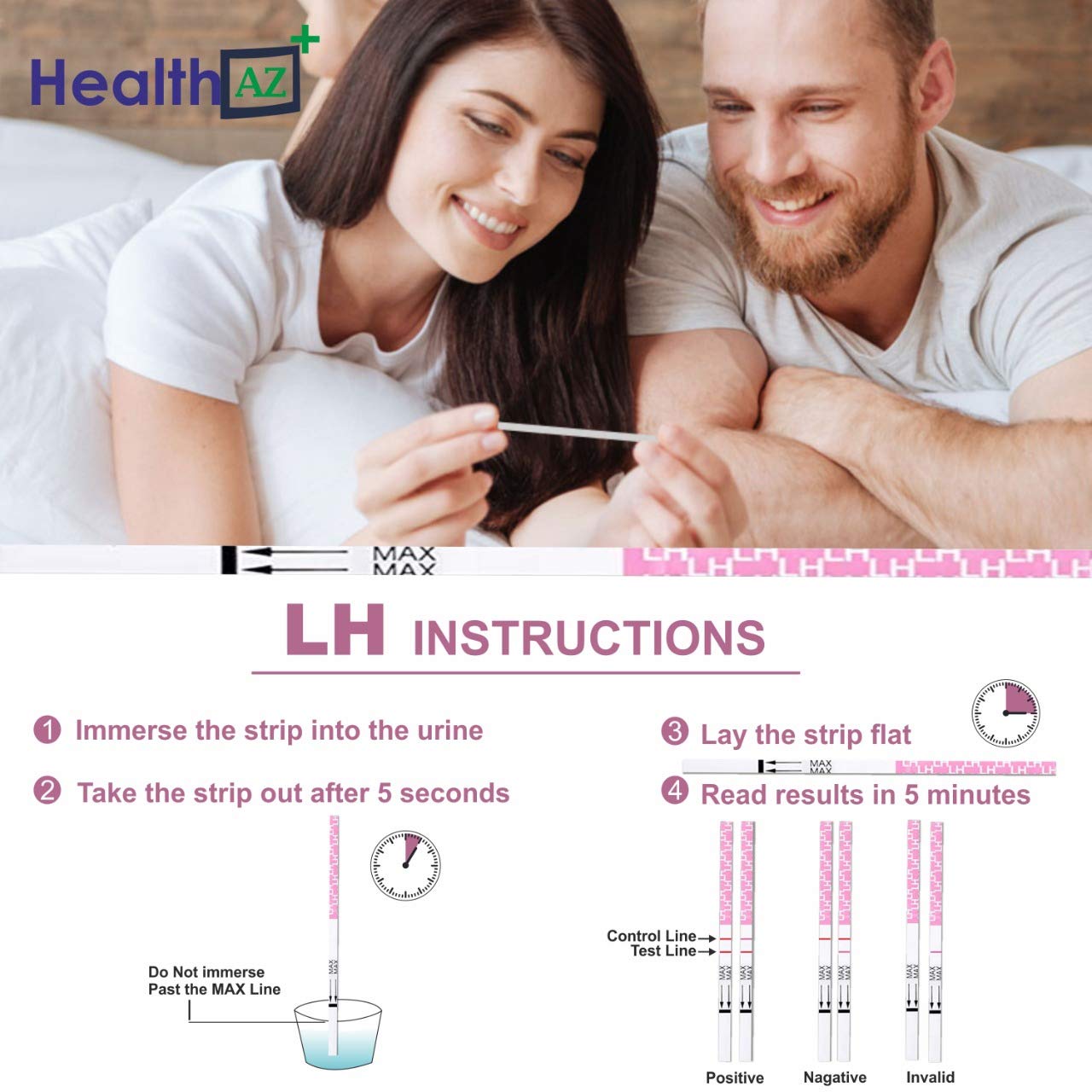 HealthAZ 30x -LH-Ovulation-Test-Strip-3.0MM,Predictor kit, FREE-30 Urine Cups Reliable (Pack of 30)