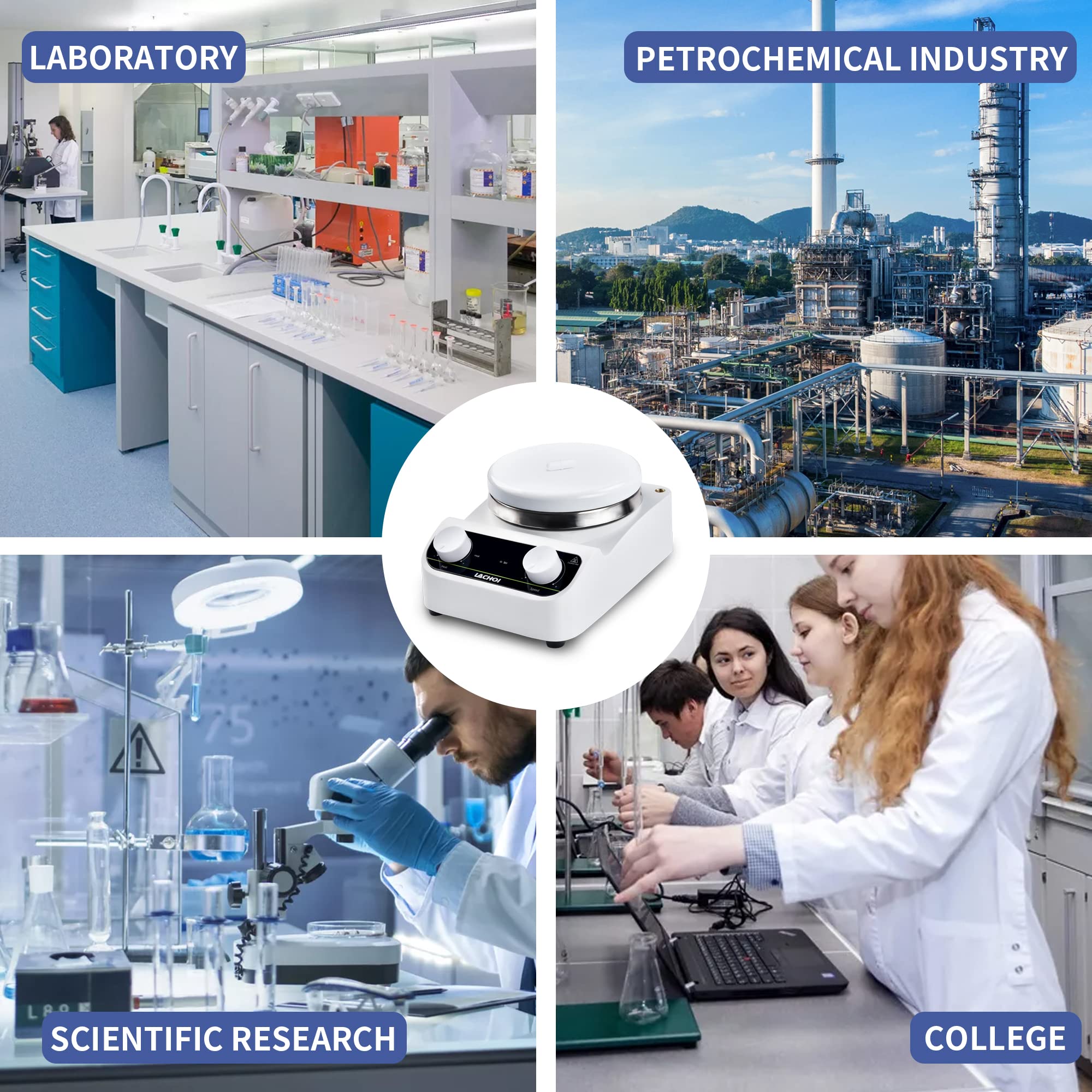 LACHOI Magnetic Stirrer Hot Plate Mixer 280℃ Hot Plate Magnetic Stir Plate 300-1500RPM 5000ml Stirring Capacity Magnetic Hotplate Stirrer with Stirring Bar Lab Stirrer(Heating)