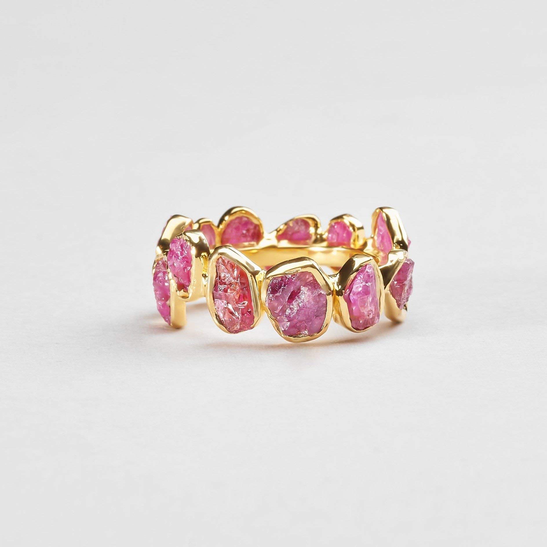 german kabirski 4.40 Carat Pink Ruby Handmade Ring in 925 Sterling Silver with Gold Plating Size 7