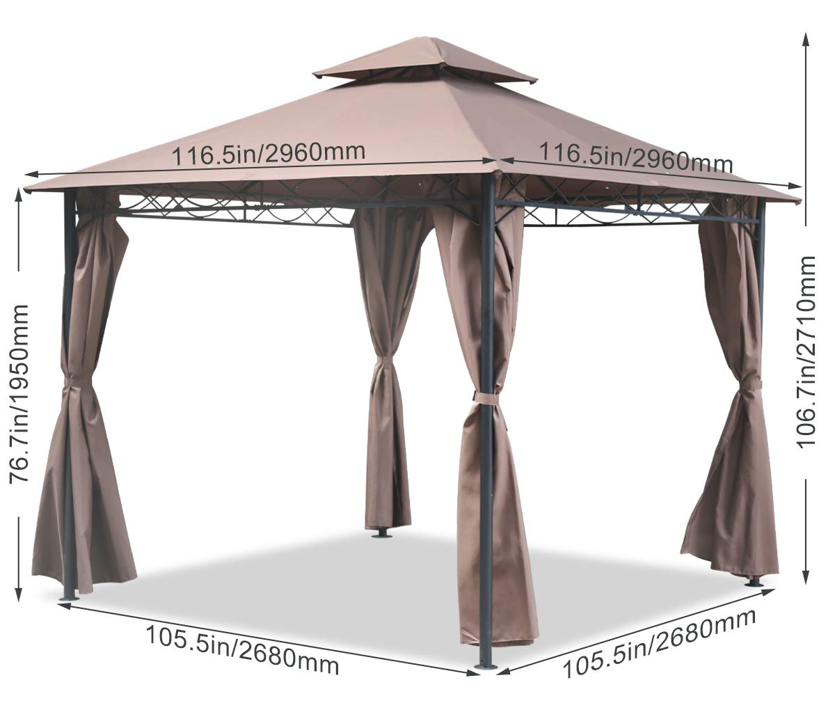 Gazebo Canopy Tent 10' X 10' BBQ Outdoor Patio Grill Gazebo for Patios Large Garden Top Gazebo with Sidewall Party Tent