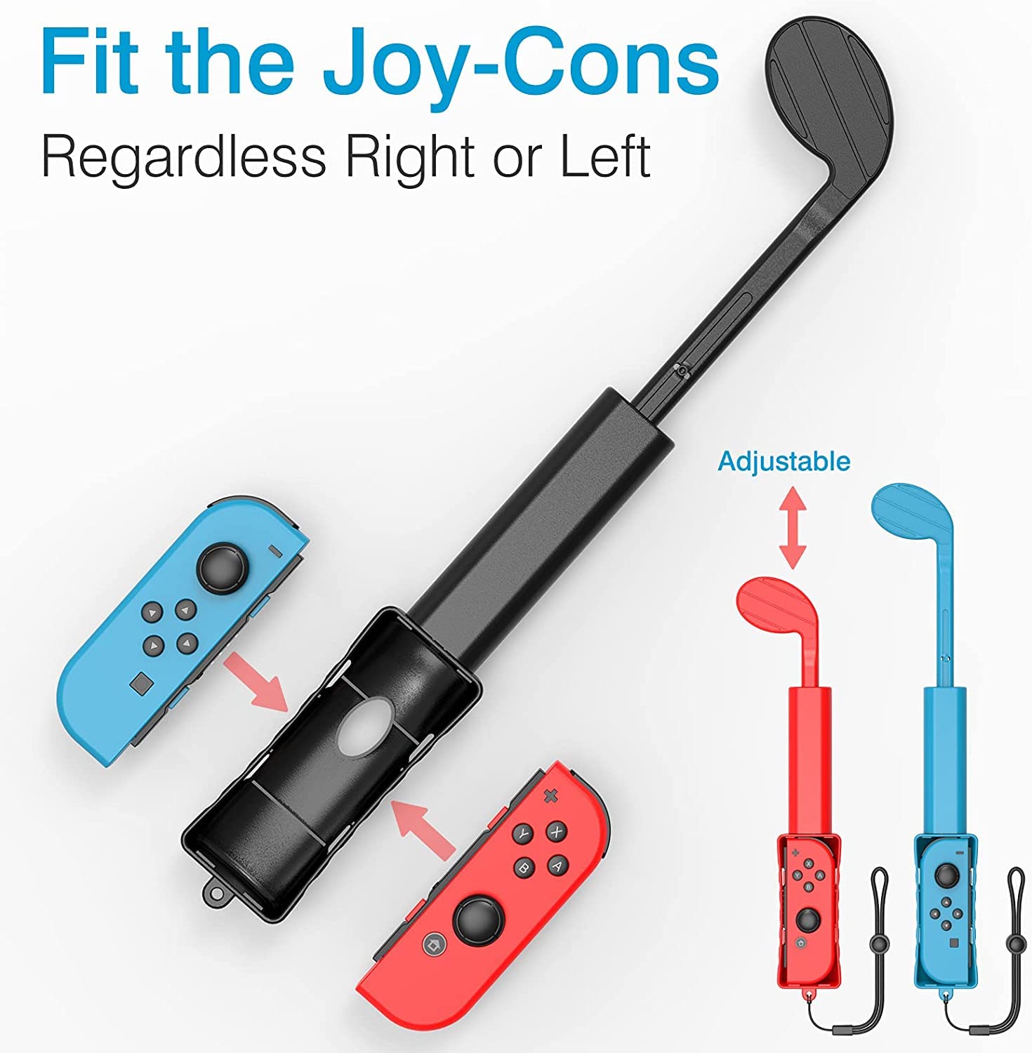 HEYSTOP Switch Mario Golf Club Compatible with Nintendo Switch/Switch OLED Controller Joy-Con, Nintendo Switch/Switch OLED Sports Game Accessories Pack for Mario Golf Super Rush Twin Pack, Black