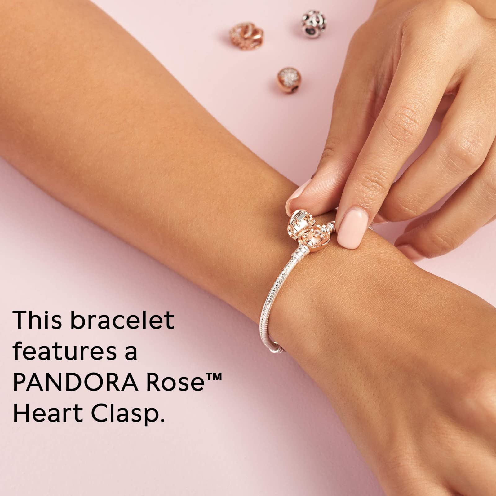 Heart Clasp Snake Chain Pandoras Bracelet Silver for Women