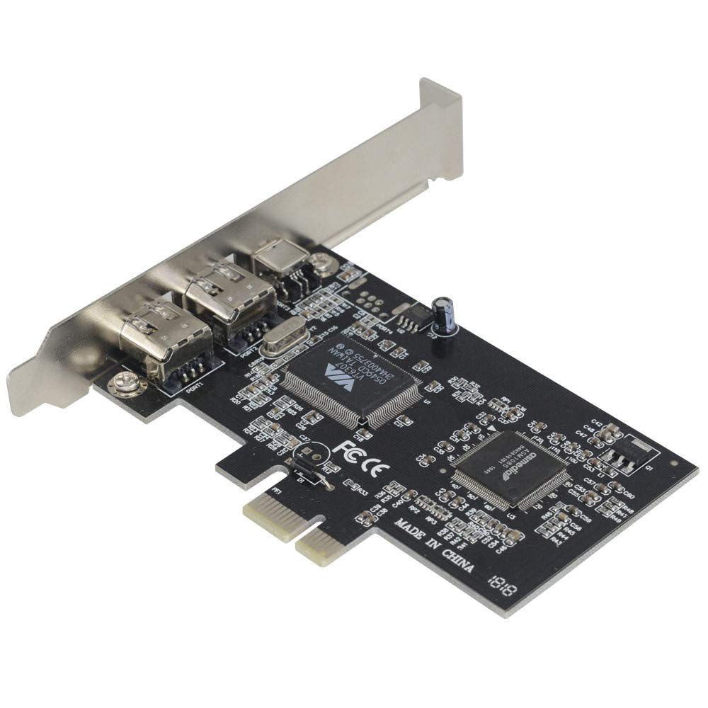 GODSHARK PCIe 3 Ports 1394A Firewire Expansion Card, PCI Express (1X) to External IEEE 1394 Adapter Controller (2 x 6 Pin + 1 x 4 Pin) for Desktop PC and DV Connection